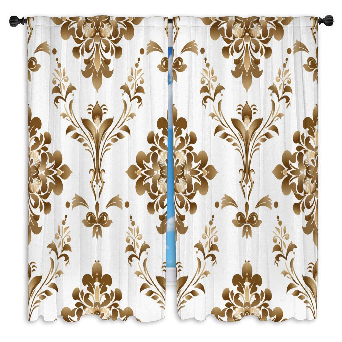 VisionDecor Baroque Flourishes Window Curtains Decoration Classic ...