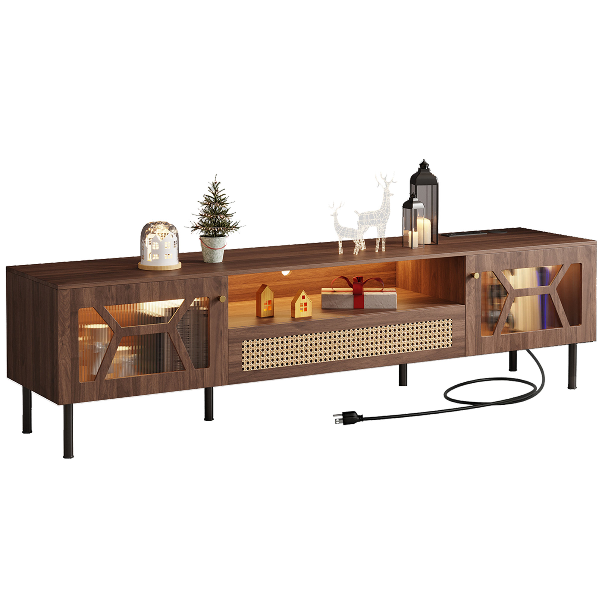 Wrought Studio™ TV Stand, LED Gaming Console With Power Outlet, Mid ...