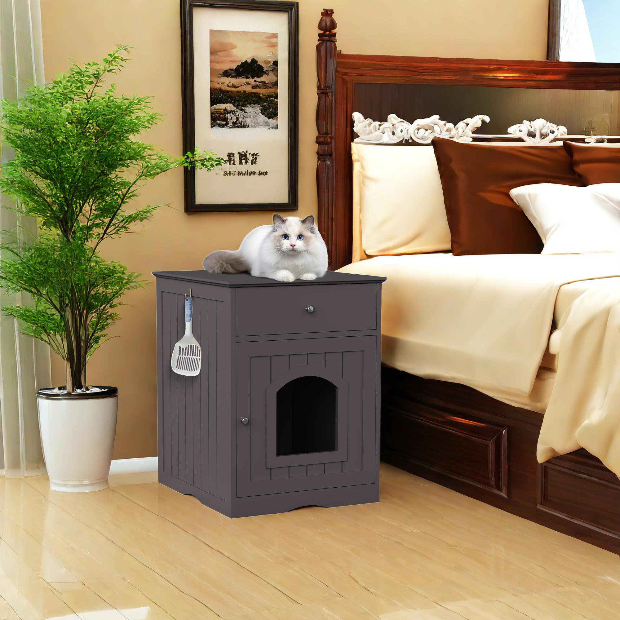 Tucker Murphy Pet™ Wooden Pet House Cat Litter Box Enclosure | Wayfair