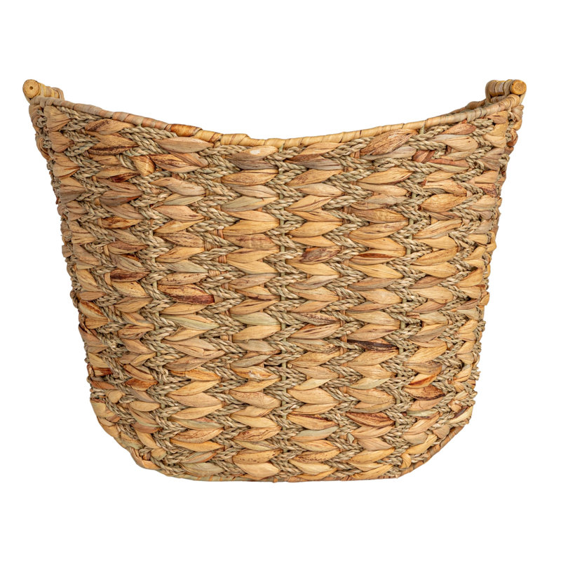 Household Essentials Water Hyacinth Seagrass Scoop Basket With Bamboo ...