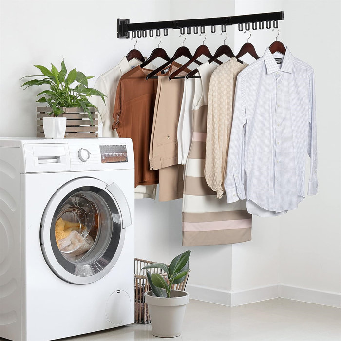 Rebrilliant Macavei Metal Foldable Wall-Mounted Drying Rack | Wayfair