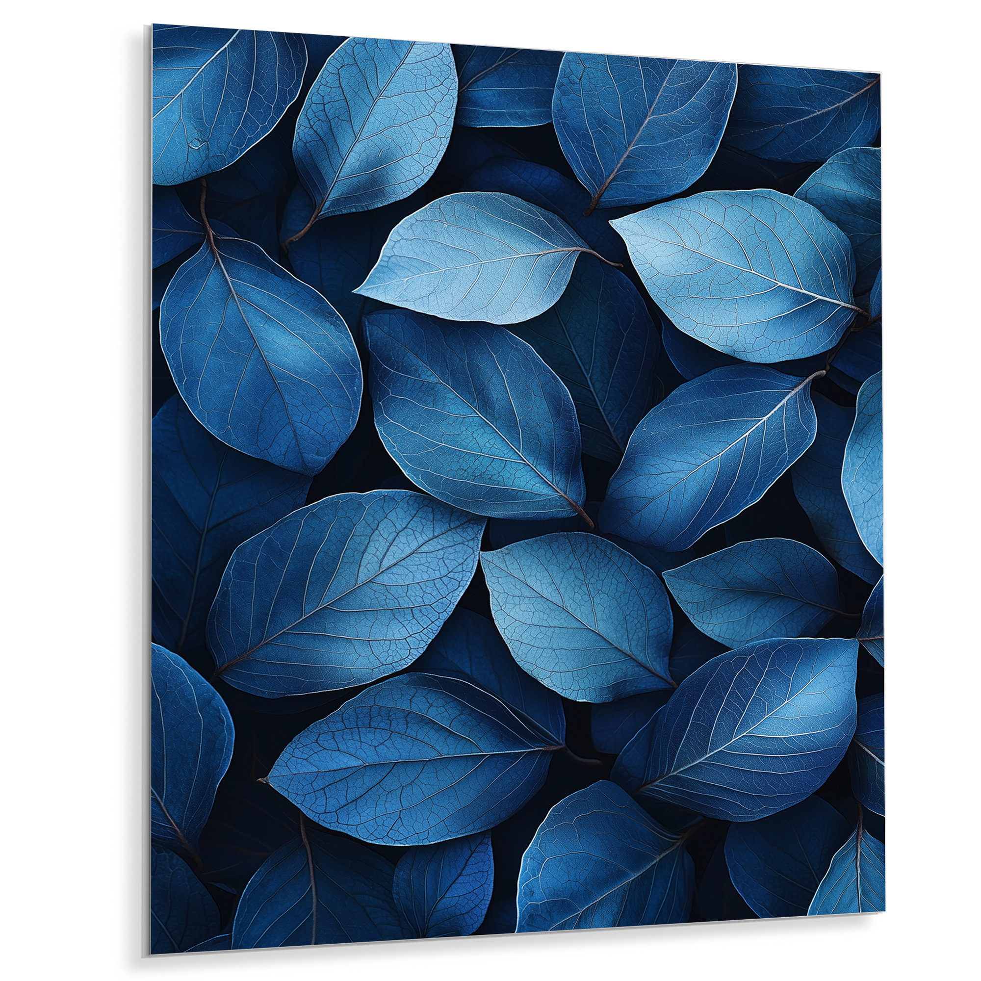Ebern Designs Midnight Blue Leaves Tranquility II - Leaves Metal Print ...