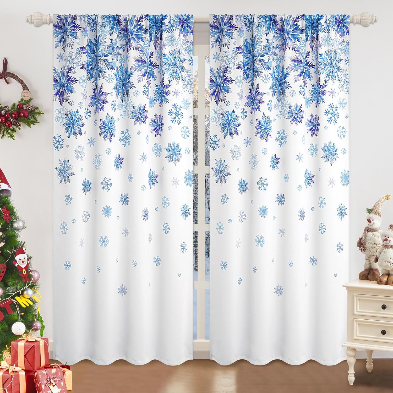 The Holiday Aisle® Christmas Curtains 84 Inch Length 2 Panels Set ...