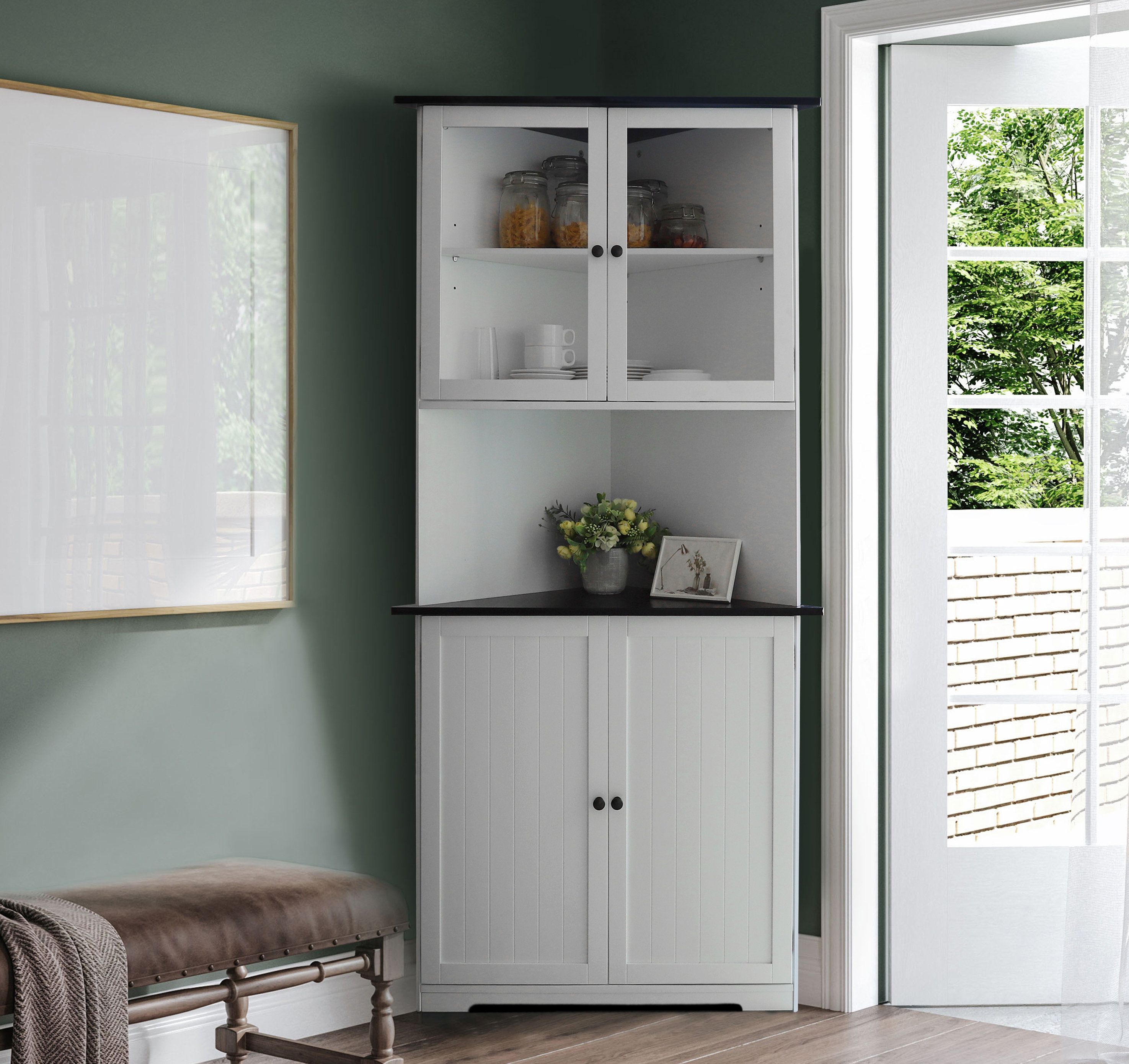 Lark Manor™ Abdusalam 70.9''H Accent Cabinet, Corner Cabinet with Open ...