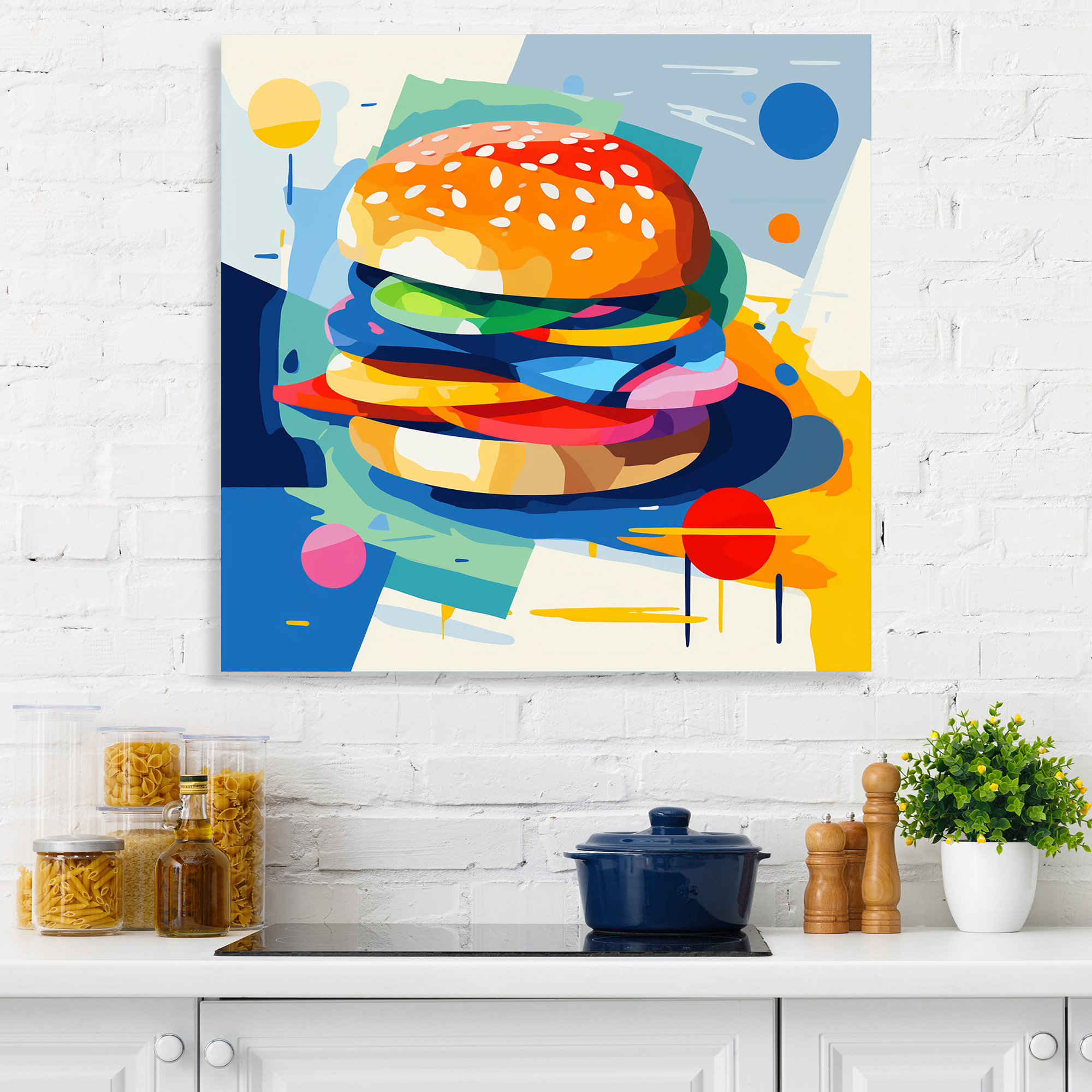 George Oliver Pop Art Hamburger Brilliance VII - Food Wall Art | Wayfair