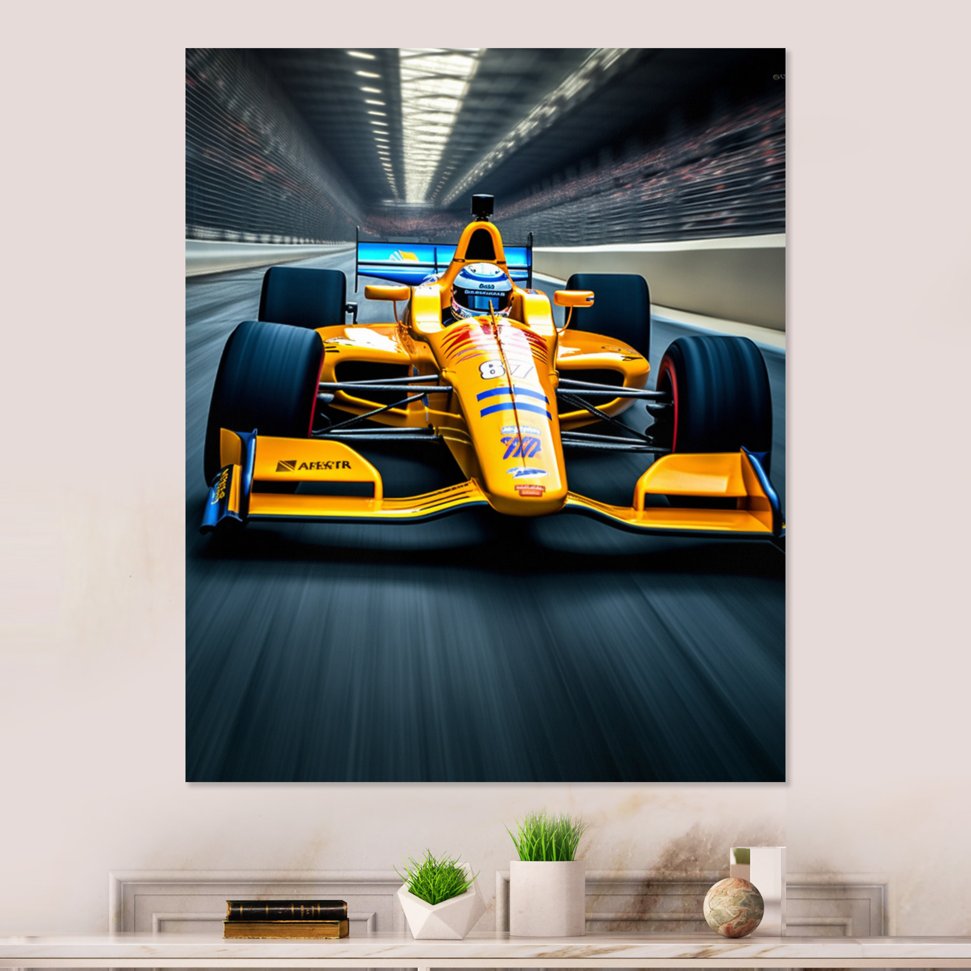 Ebern Designs Speedway Formula Car Rush III - Racing Metal Wall Art ...