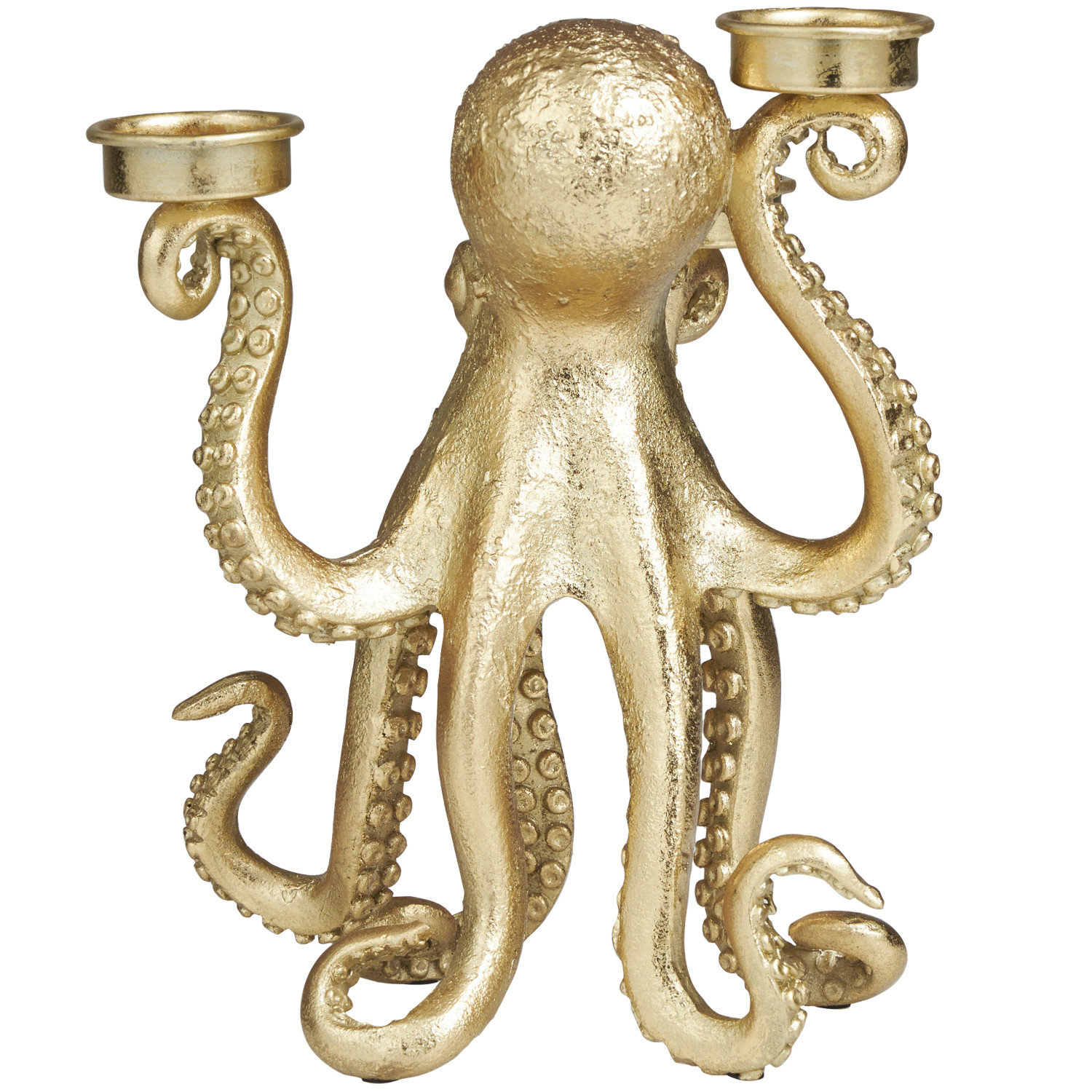 Dovecove Polystone Textured Octopus Decorative Gold Candelabra with ...