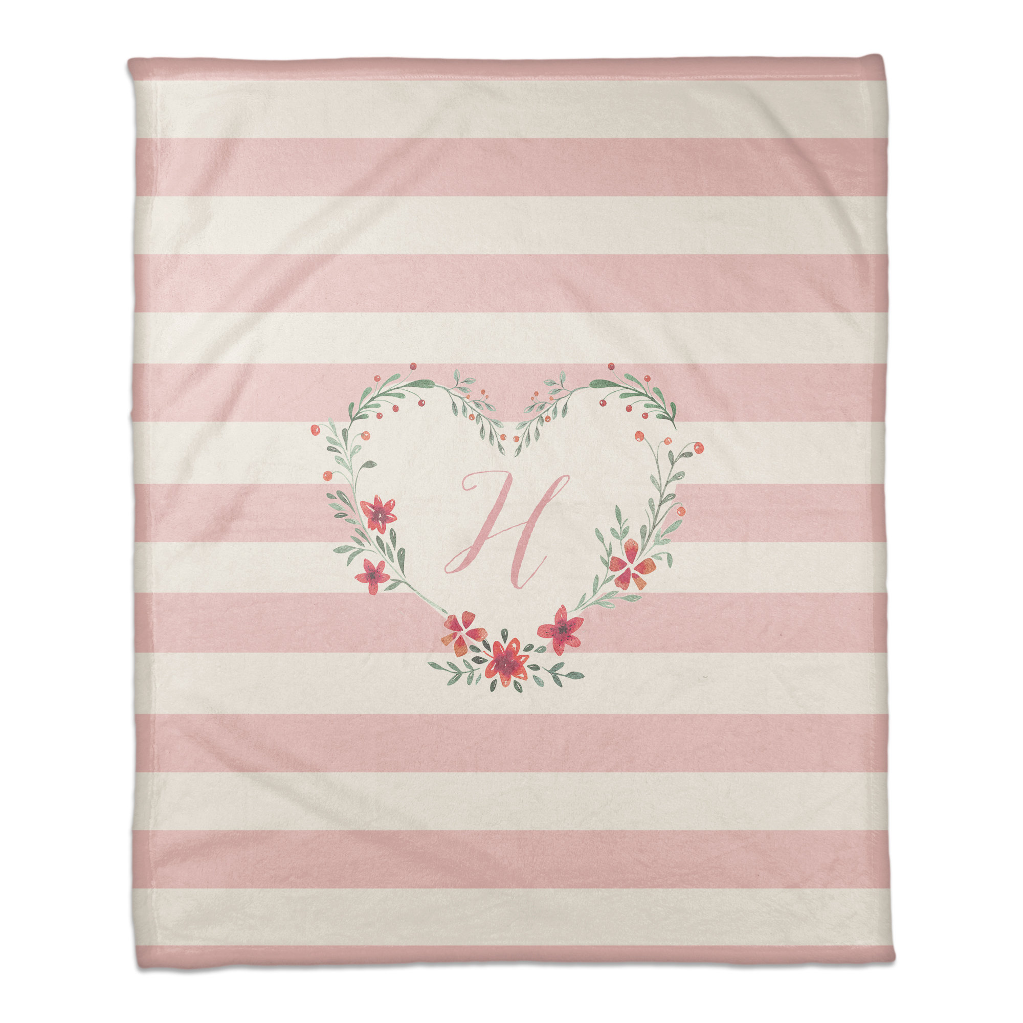 Designs Direct Creative Group Floral Monogram Heart Throw Blanket ...