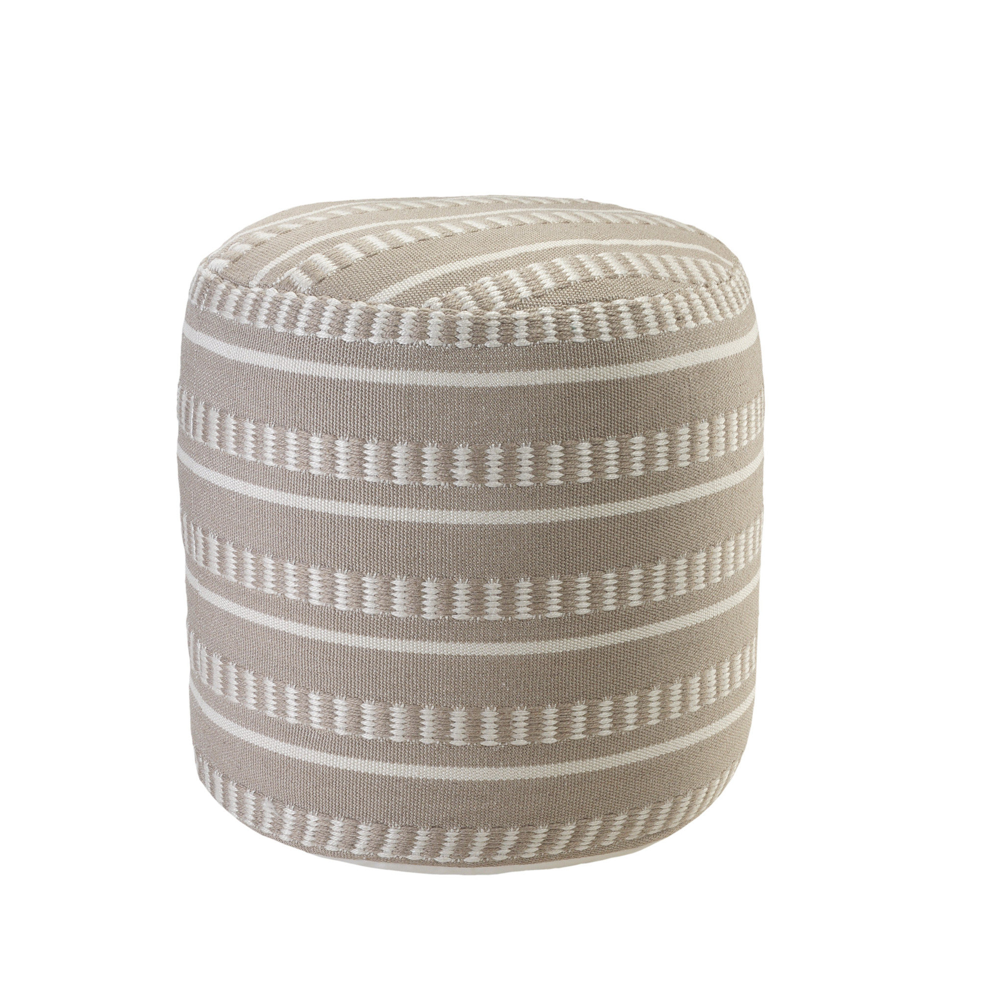 Dakota Fields 20" Polyester Round Striped Indoor Outdoor Pouf Ottoman ...