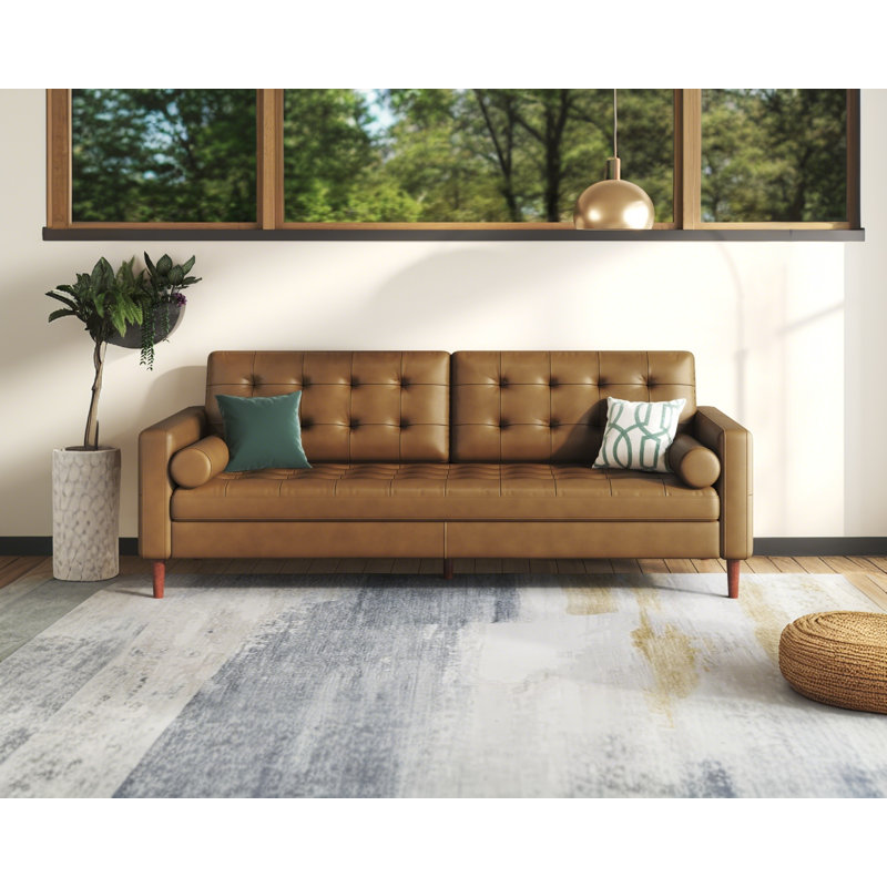 Trent Austin Design® Anvi 80" Genuine Leather Square Arm Sofa & Reviews ...