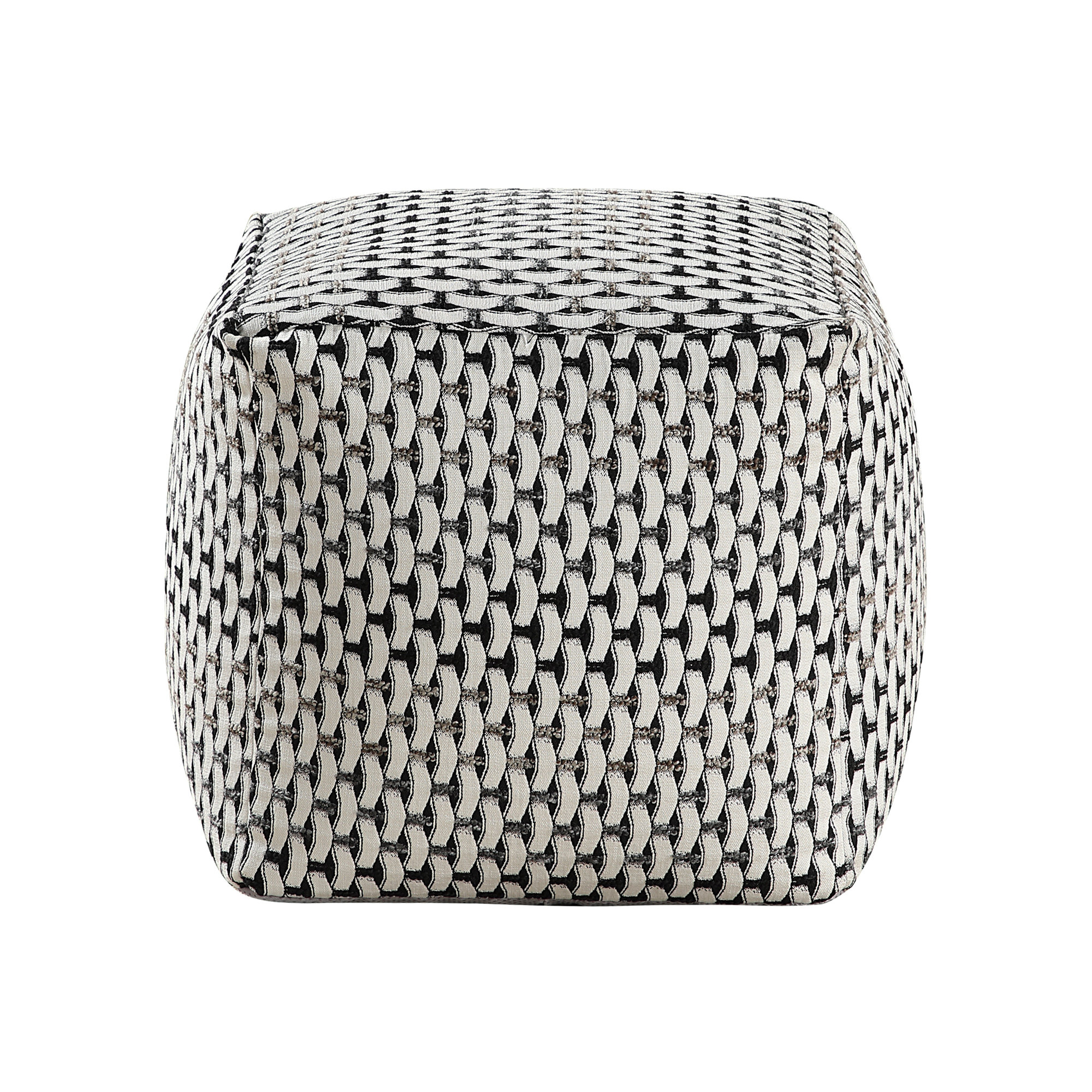 Latitude Run® Square Pouf Jacquard Fabric Upholstery Modern Ottoman ...