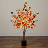 Primrue 4ft. Pre-Lit Autumn Eucalyptus Artificial Fall Tree with 160 ...