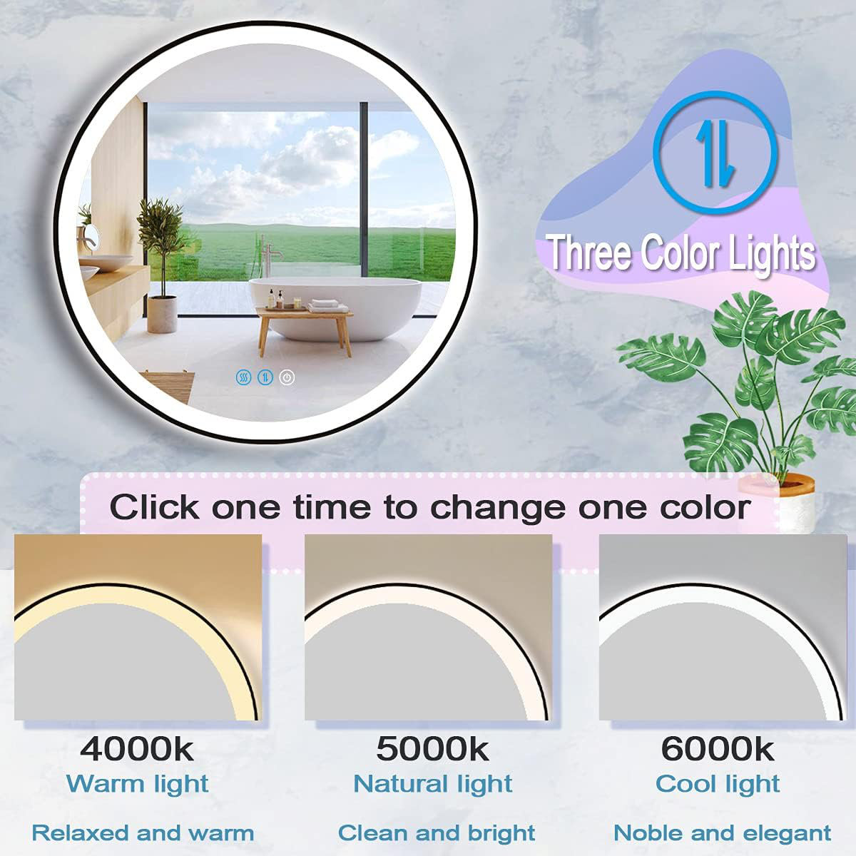 Wrought Studio™ 30 Inch Black Frame Bathroom Round Lighted Vanity ...