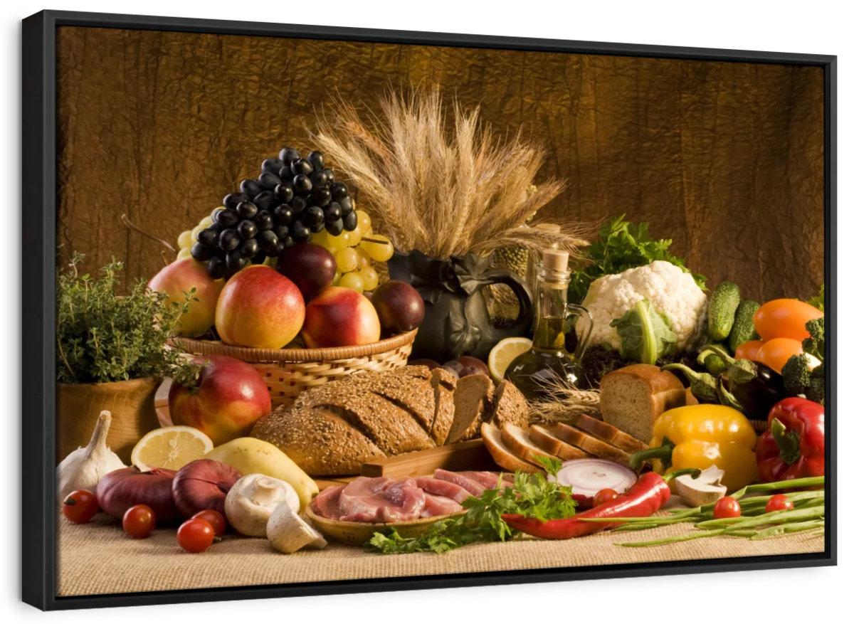 Ebern Designs Table Of Food Canvas Print | Wayfair