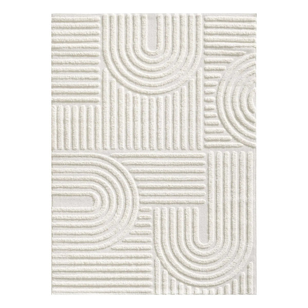 Ivy Bronx Geometric Curved White Area Rugs | Wayfair.co.uk