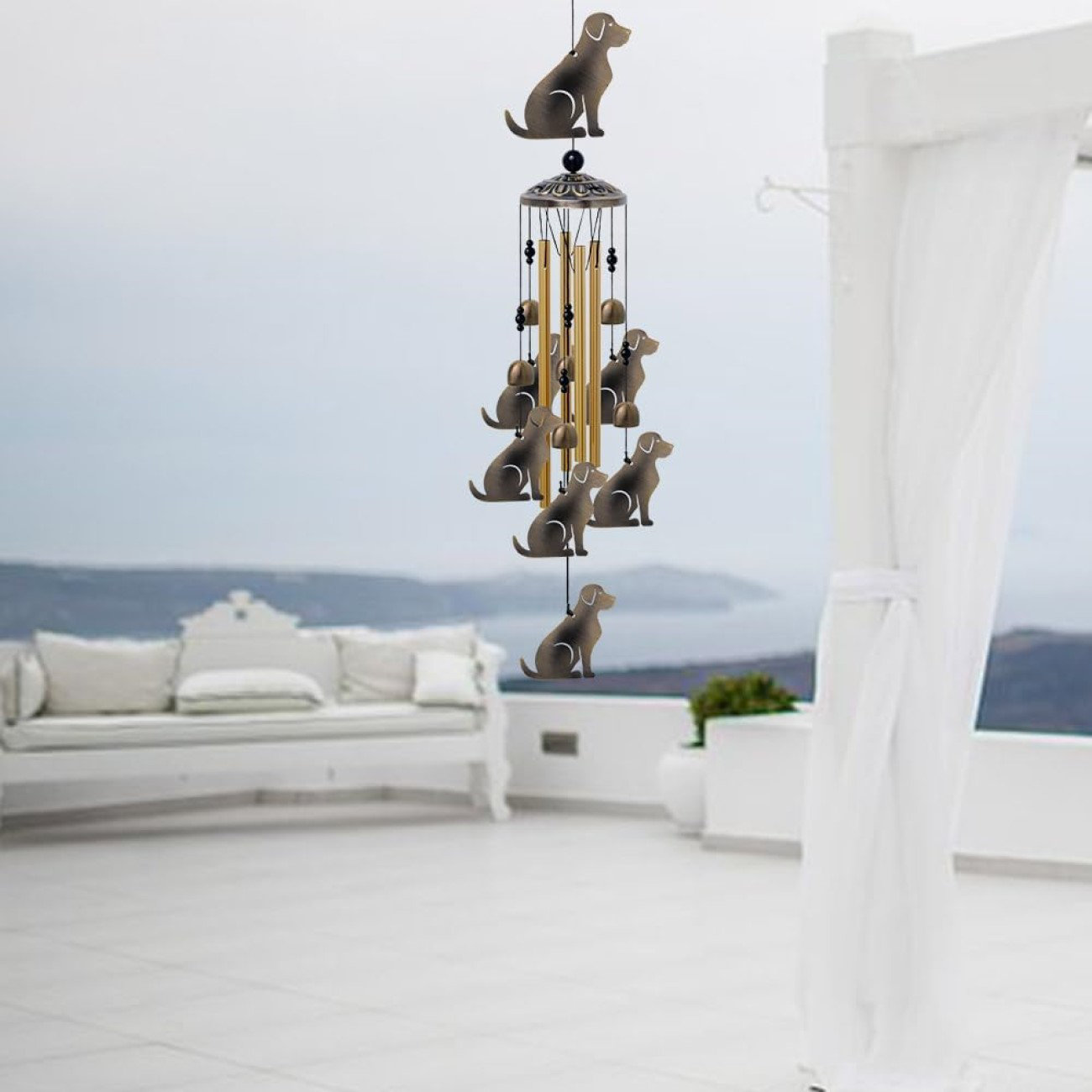 Arlmont & Co. Garden Dog Wind Chimes Outdoor Indoor Decor With 4 Tubes ...