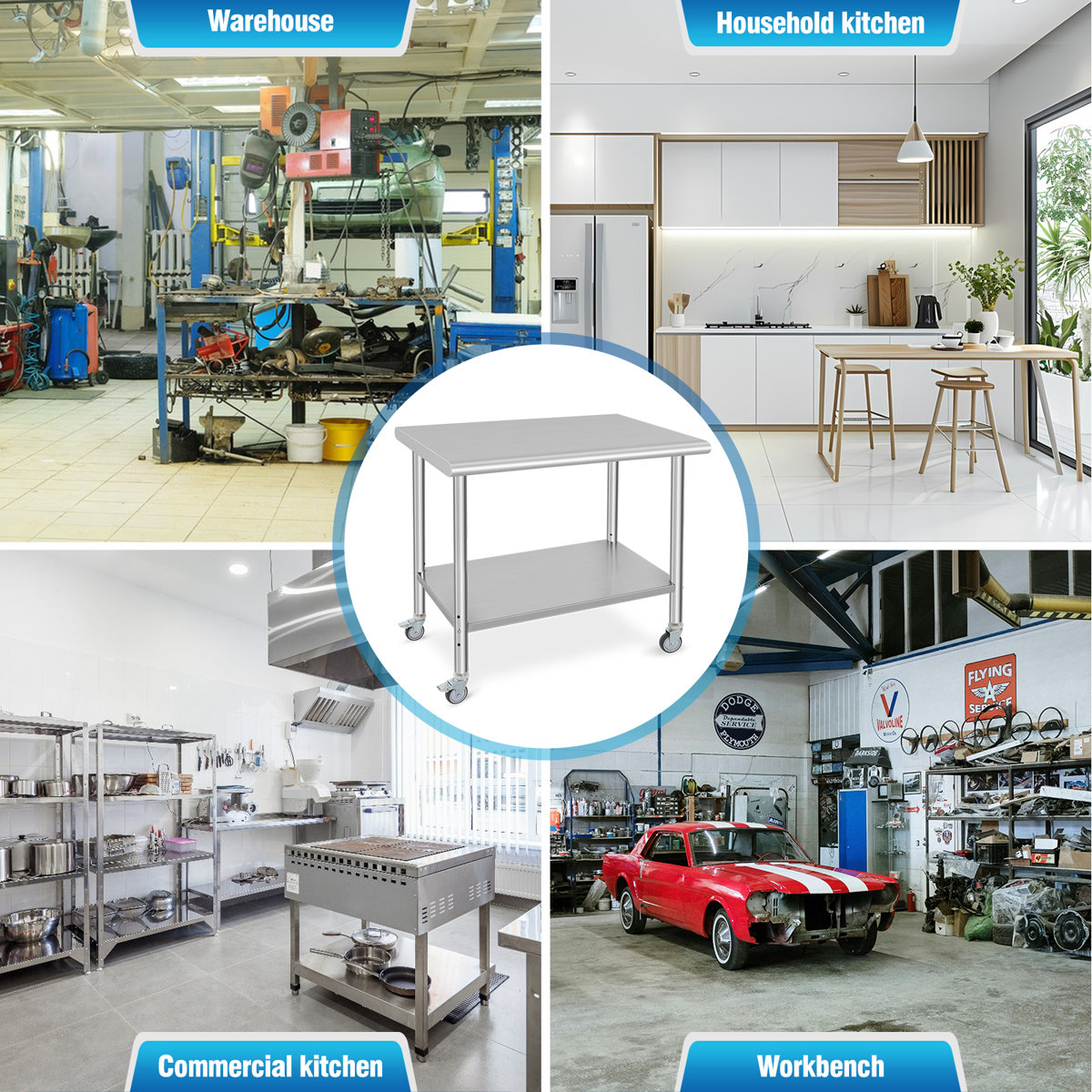 Sangdo Stainless Steel Prep Table 48 x 24 Inch, NSF Heavy Duty ...