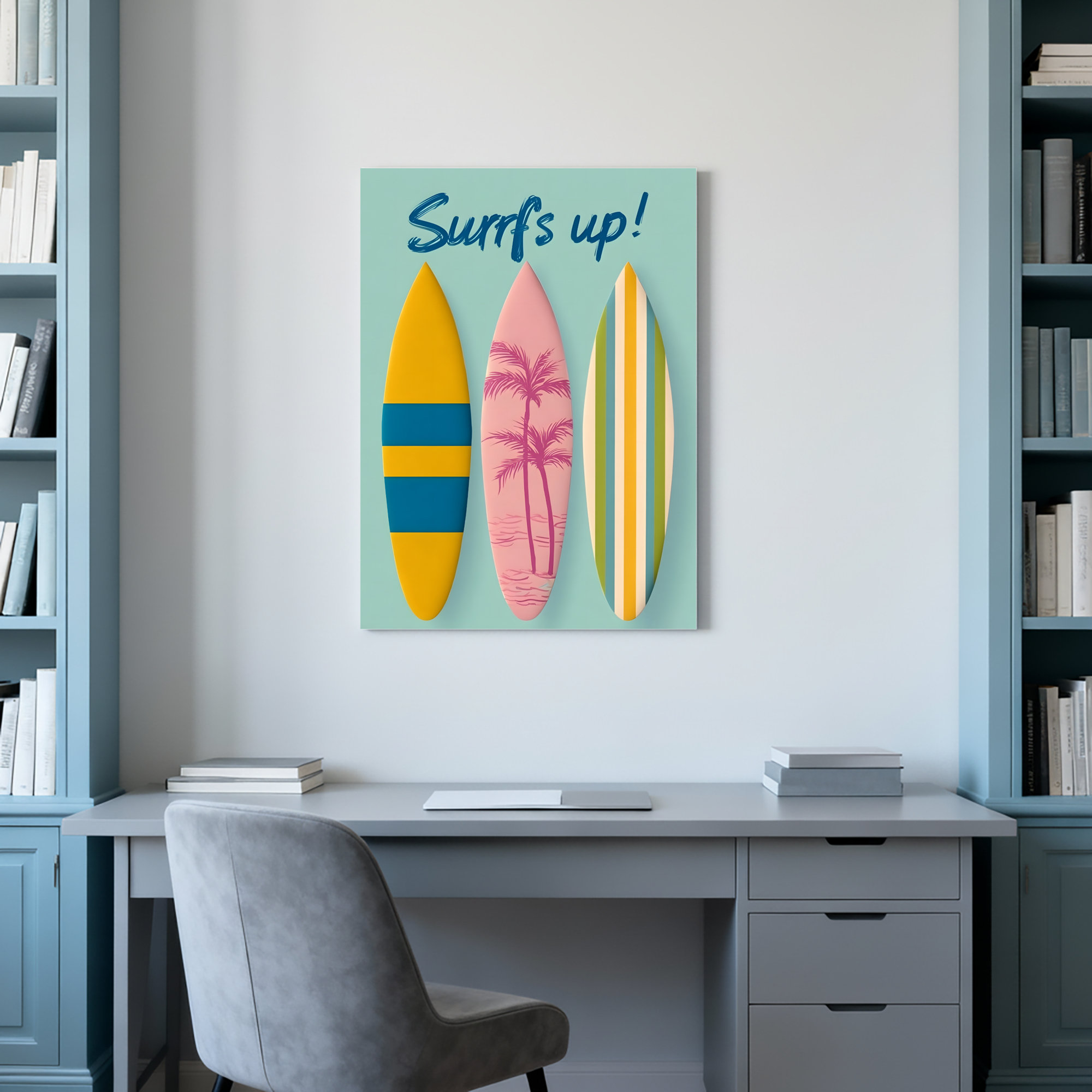 Bay Isle Home™ Surfboards And Palm Trees Canvas Wrapped Wall Art Oil ...