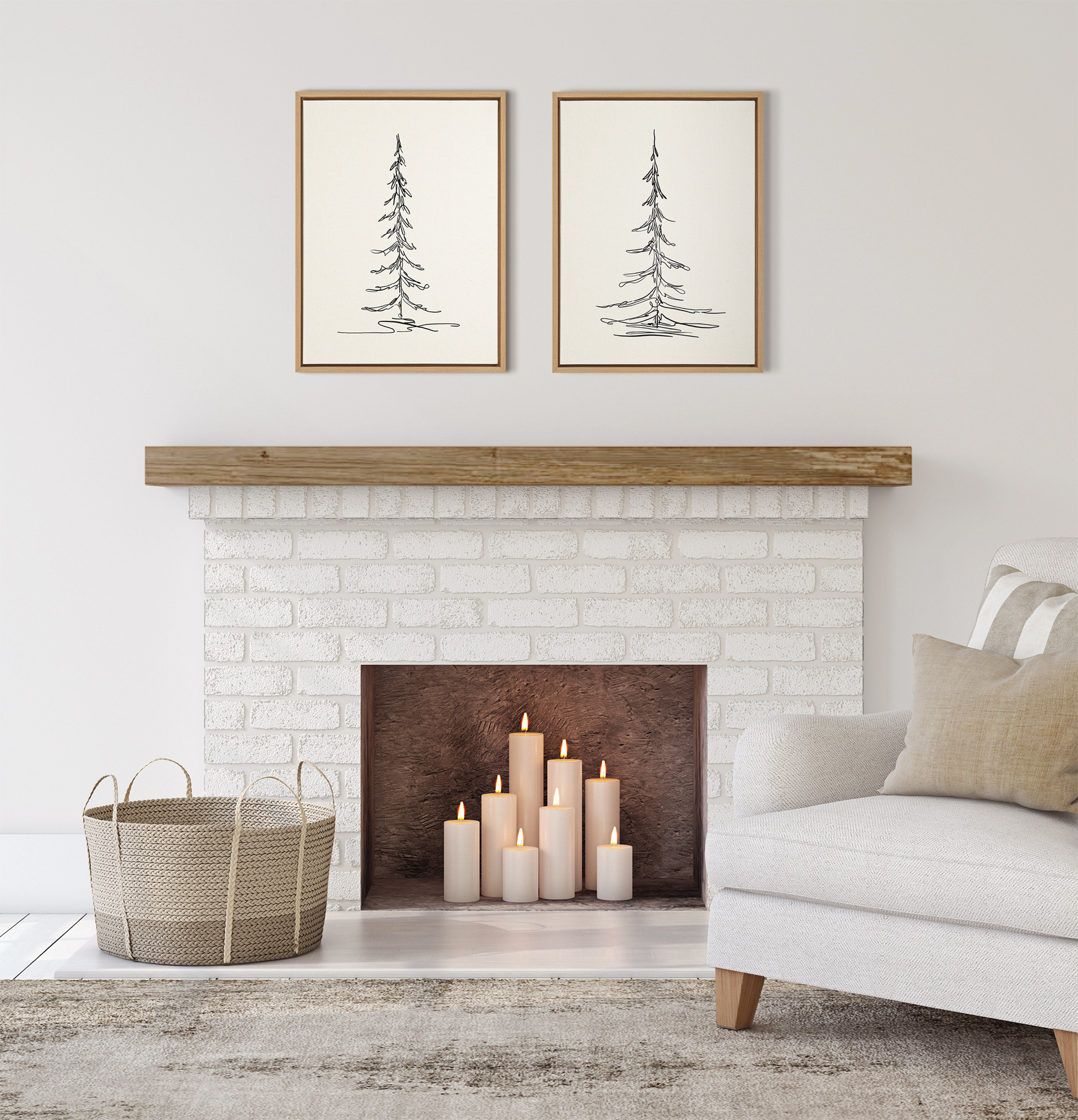Millwood Pines Minimalist Evergreen Trees Sketch 1 And Minimalist ...