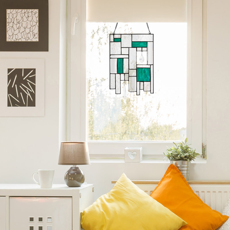 House of Hampton® 11.5"H Molly Turquoise Suncatcher Stained Glass ...