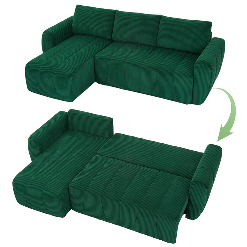 Hokku Designs 105" L-Shaped Convertible Sofa Couch, Adjustable Backrest ...