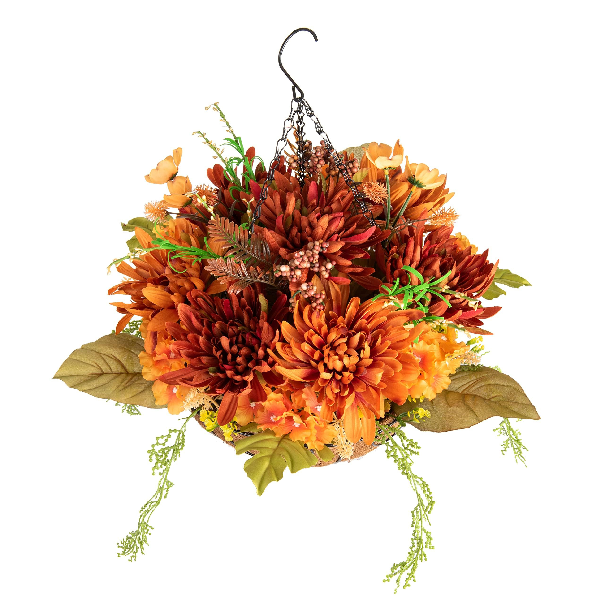 Primrue Artificial Fake Fall Hanging Mums Flowers Plants Baskets | Wayfair