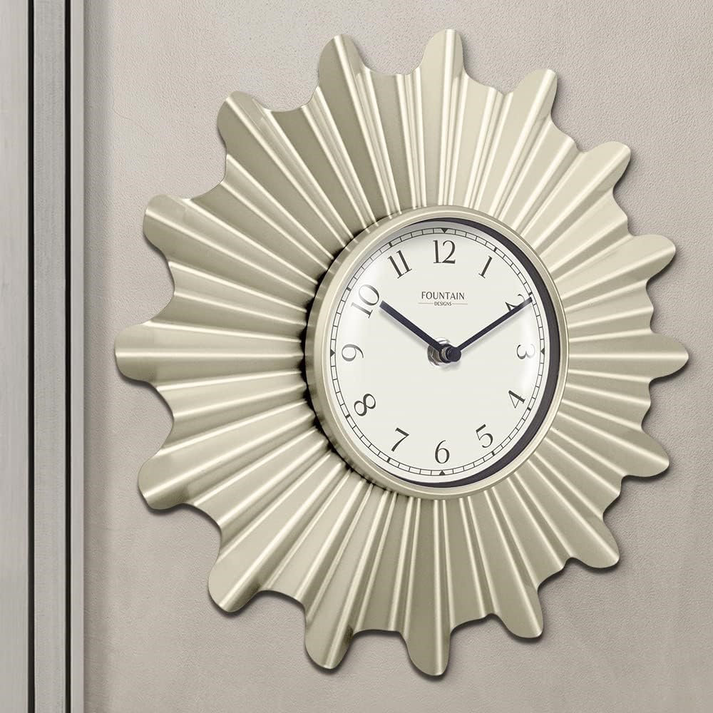 Mercer41 12 Starburst Wall Clock, Silent No Ticking, Metal Clock ...
