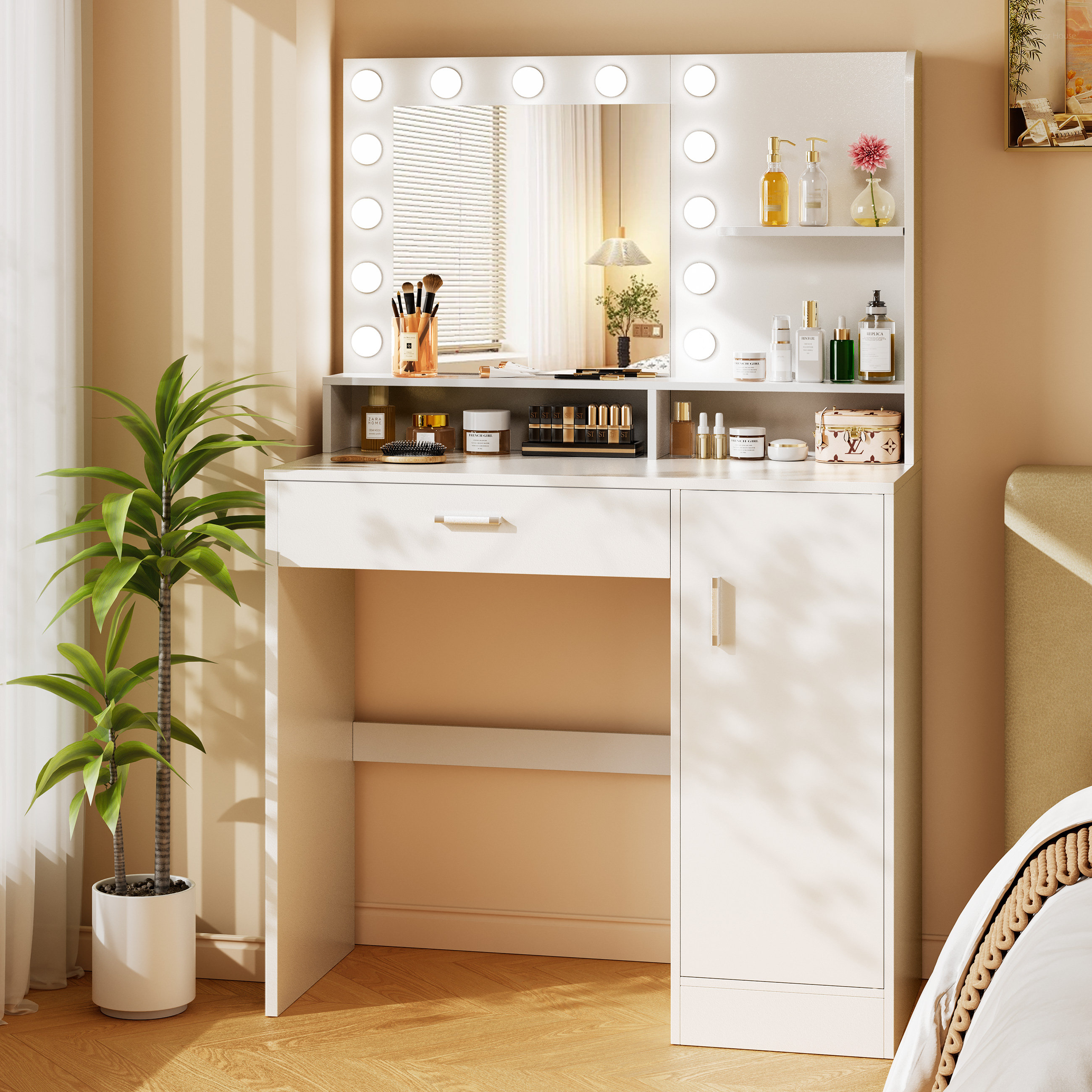 Ebern Designs Vanity Desk Makeup Vanities Table Bedroom Dressing With ...