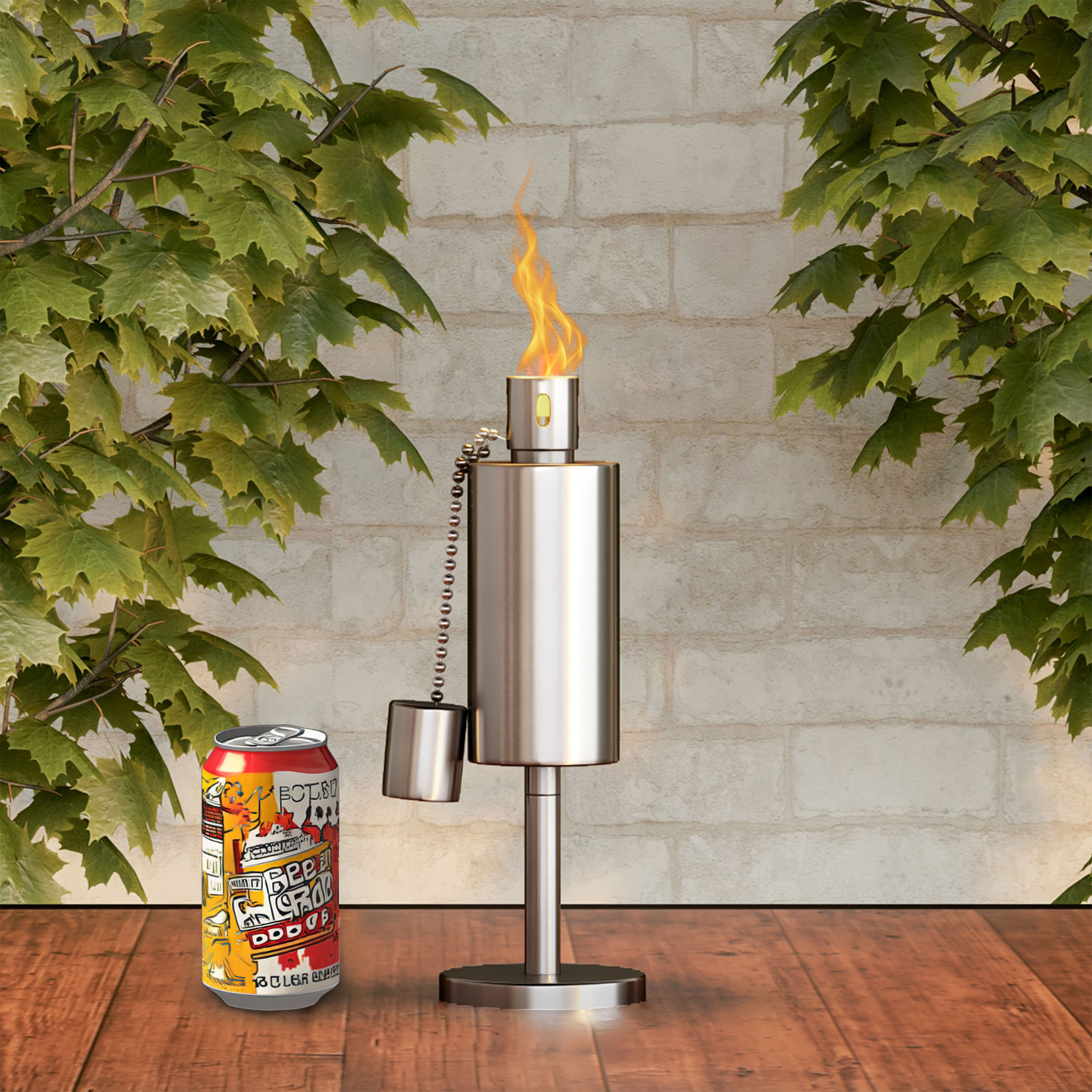 Pure Garden Table Torch Lamp - 10.5-Inch Stainless-Steel Fuel Canister ...