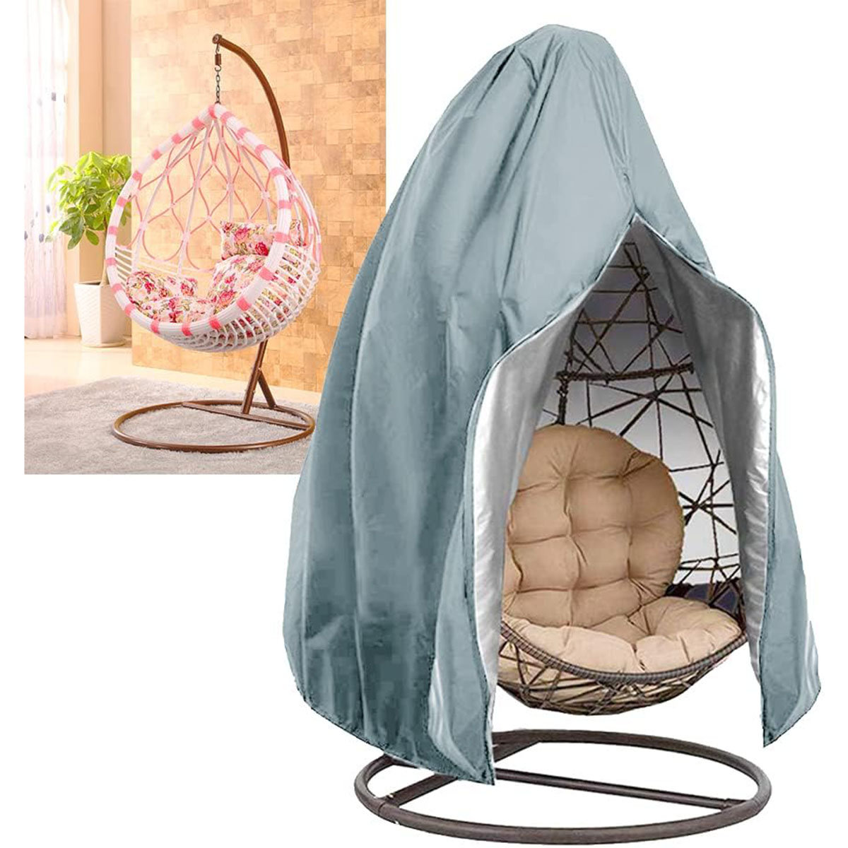 Arlmont & Co. Patio Egg Chair Covers With Zipper, Wicker Egg Swing ...