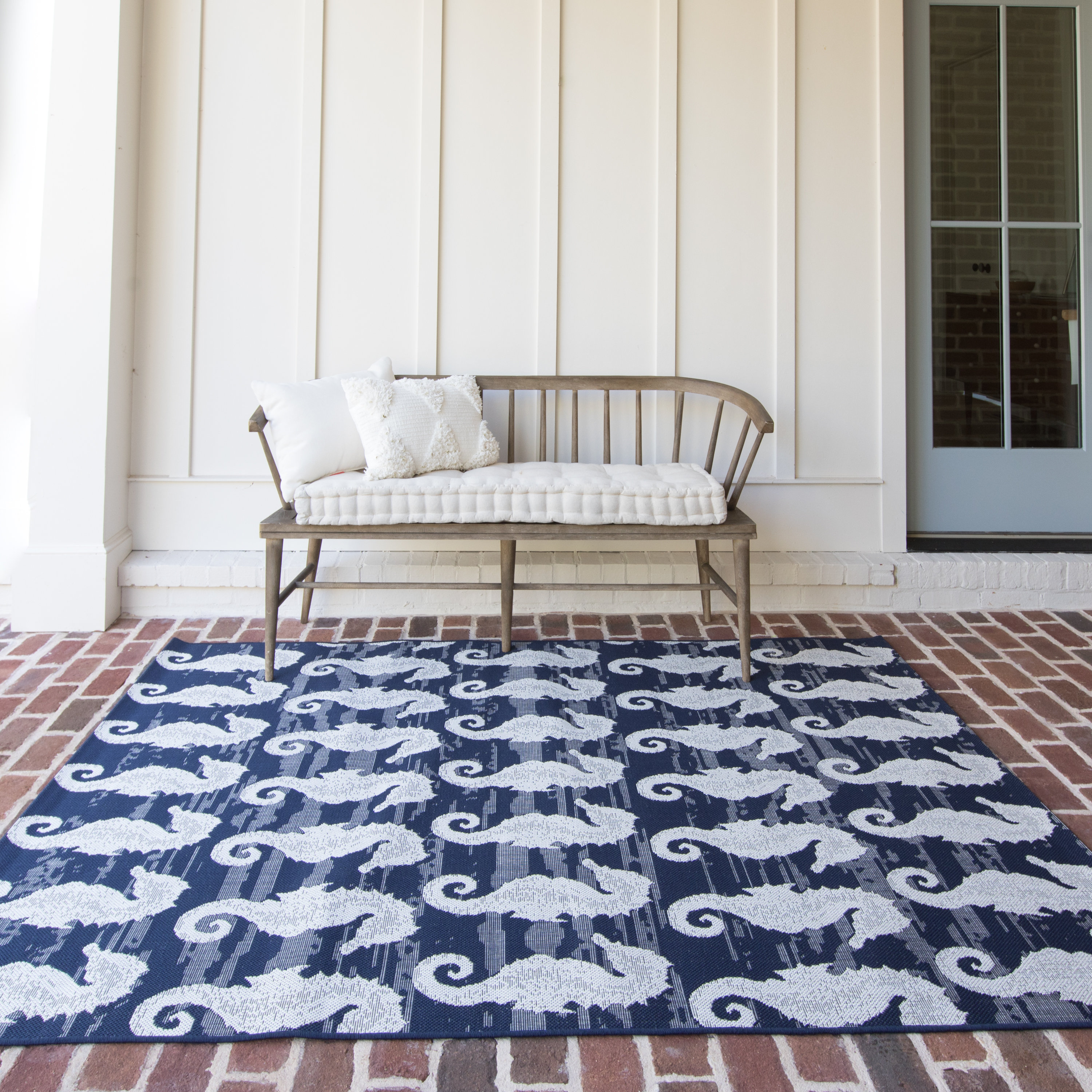 Highland Dunes Gonsales Animal Print Navy Blue Indoor/Outdoor Area Rug ...