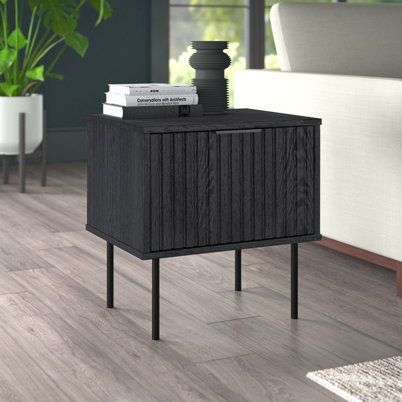 Wade Logan® Arisztid Black Fluted End Table with Storage | Wayfair