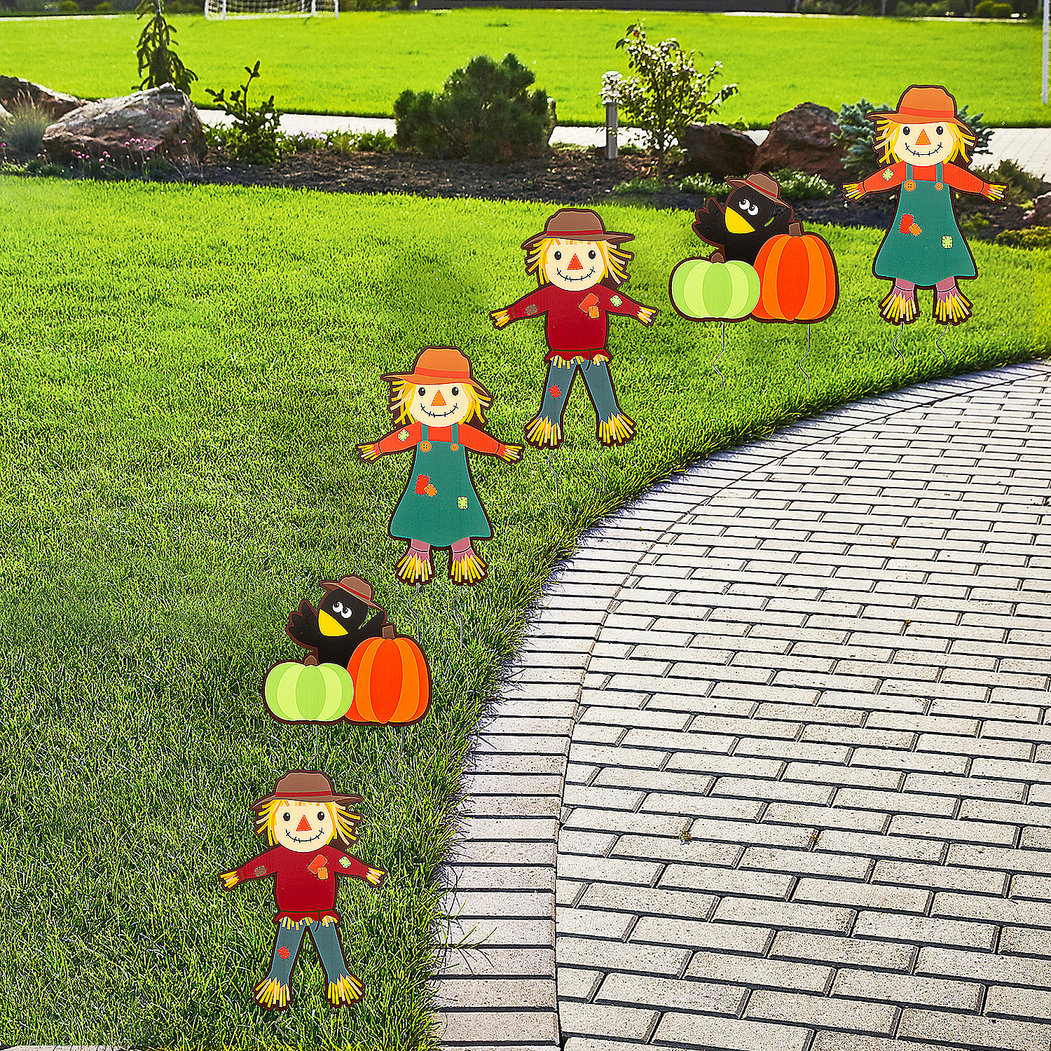 The Holiday Aisle® 6 Piece Fun Express Crow & Scarecro Inflatable Set ...