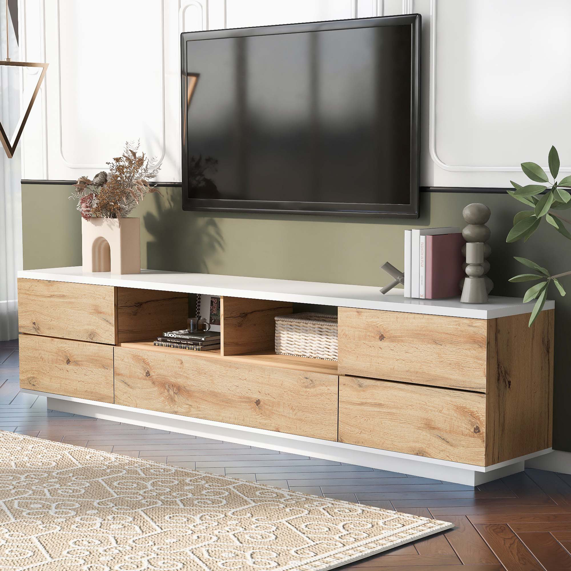 George Oliver Modern TV Stand For Tvs Up To 80'' , Media Console With ...
