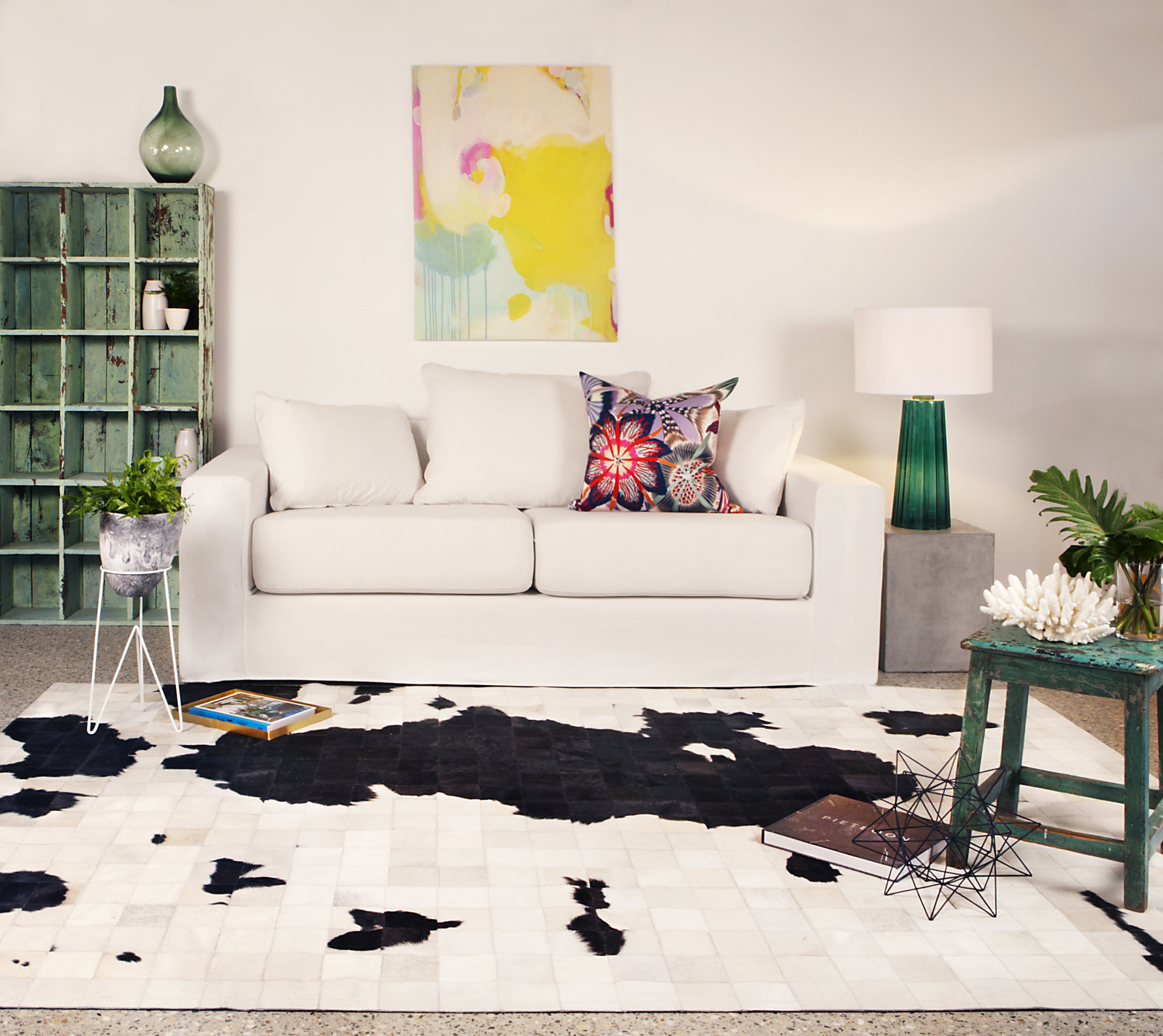 Art Hide Rectangle Dalmata Abstract Cowhide Area Rug in Black/White ...