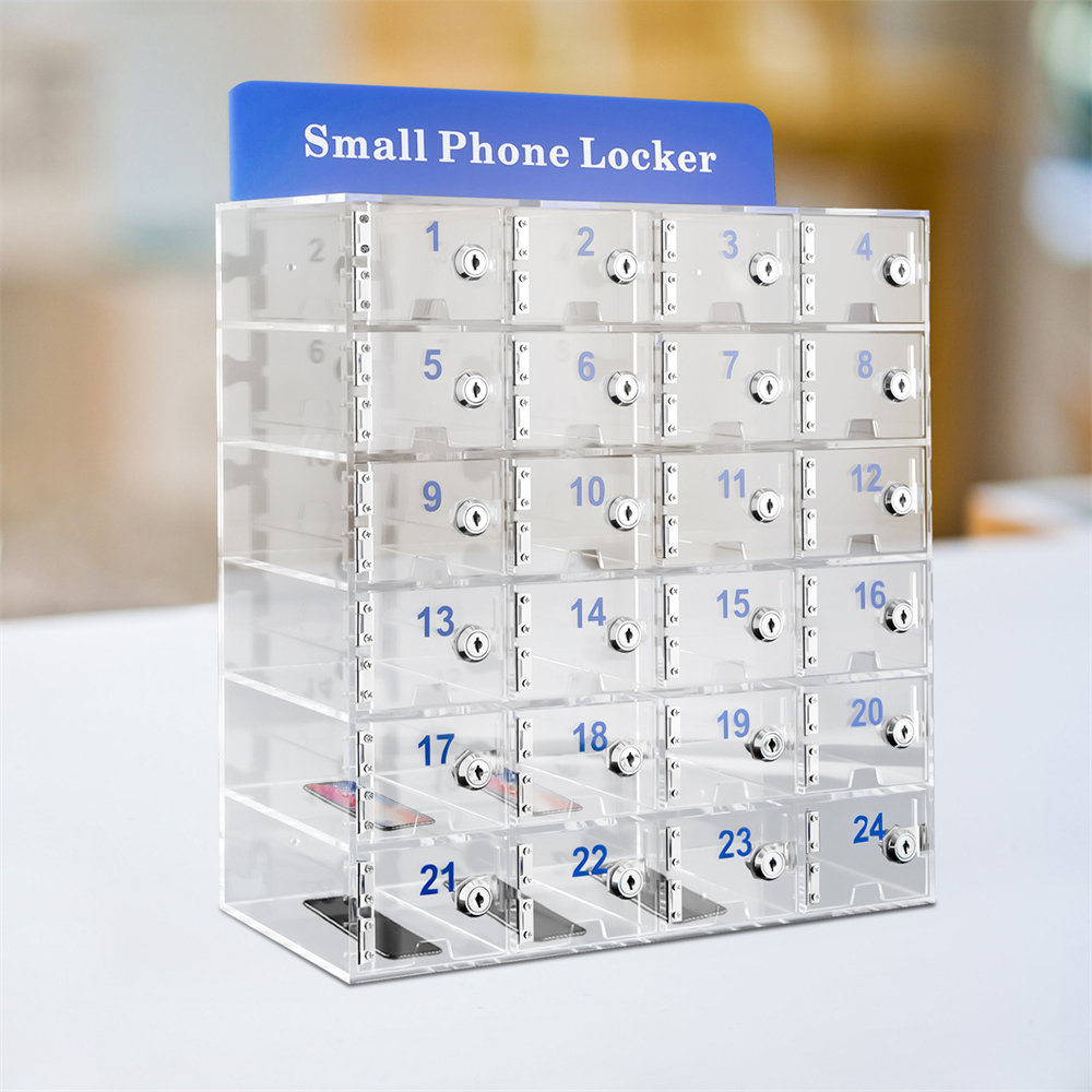 Inbox Zero Issela Clear Acrylic Cell Phone Locker Box w/ Door Lock 24 ...