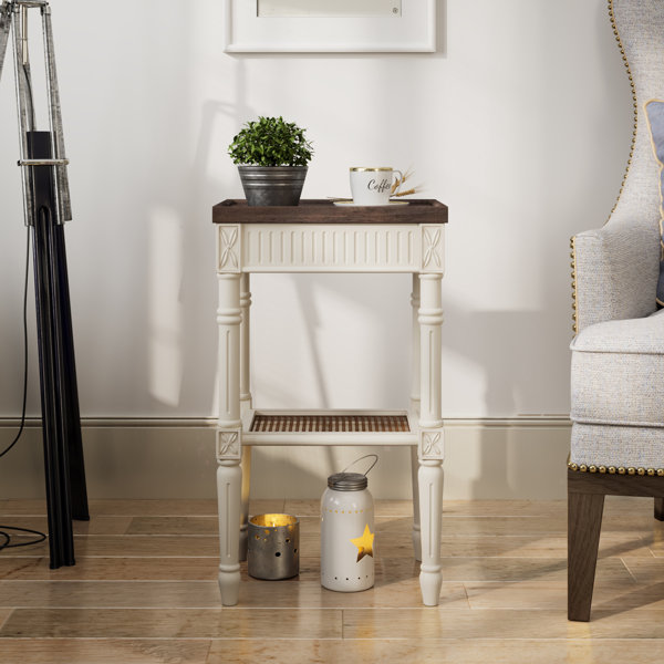 One Allium Way® Psomas Rustic Farmhouse Square End Table, Distressed ...