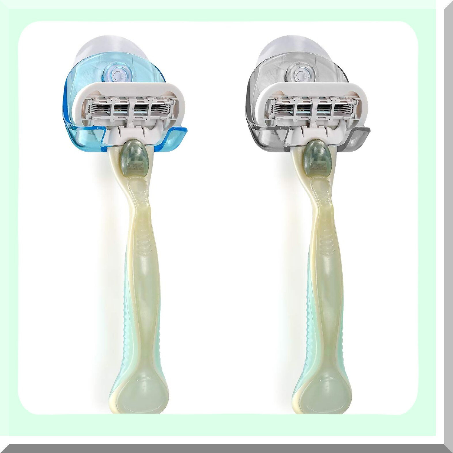 BRBCA DualGrip Razor Holder - Suction Cup & Self-Adhesive Shaver Wall ...