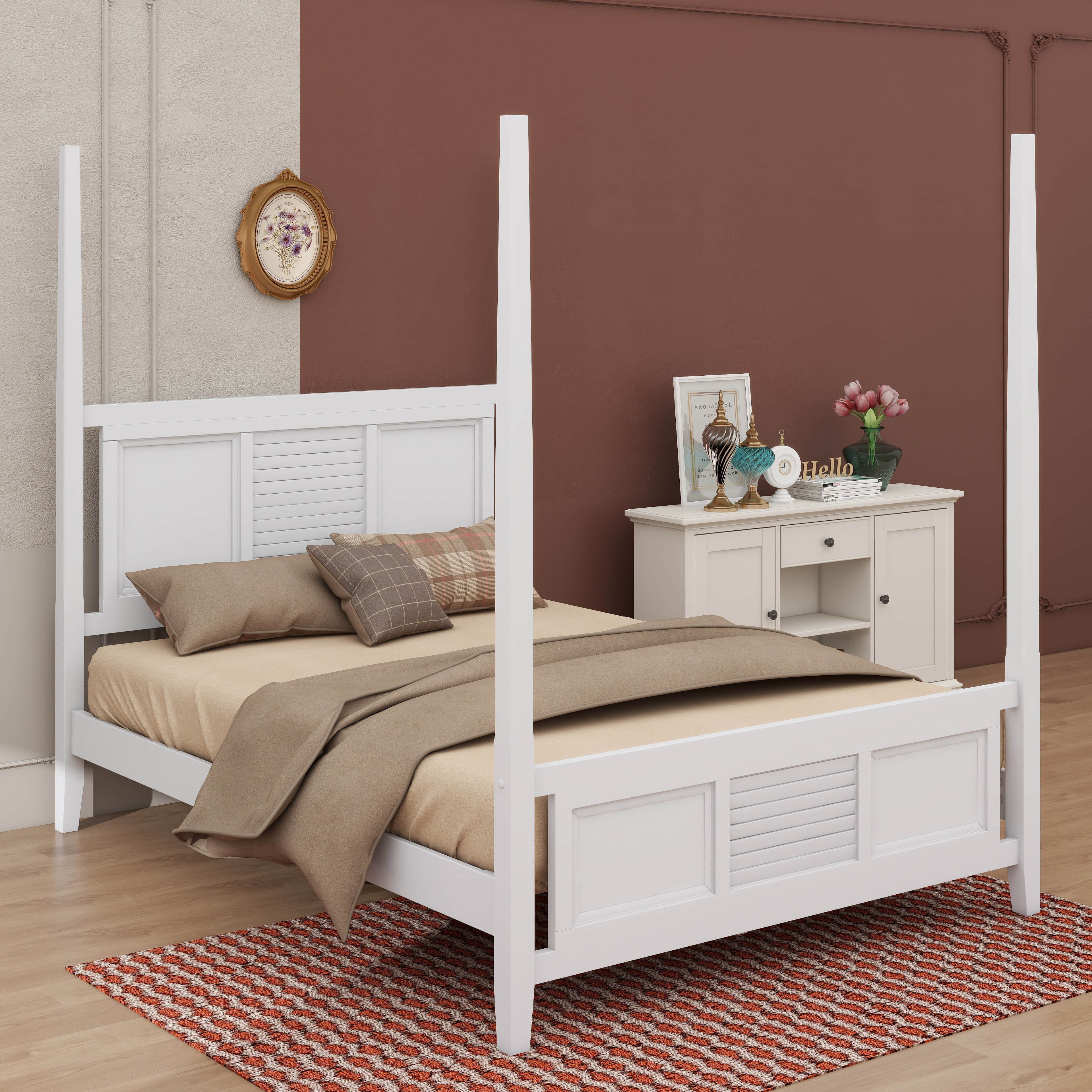 Winston Porter Timeless Solid Wood Four-Poster Bed With Refined ...