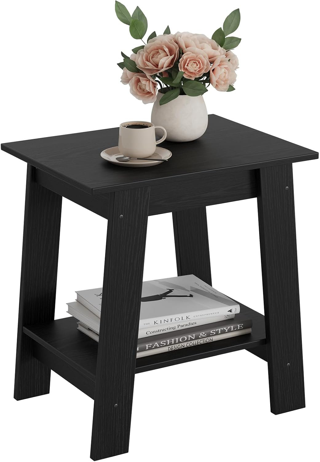Winston Porter End Table, Small Side Table, Nightstand With 2-Tier Storage Shelf, Wood Bedside ...