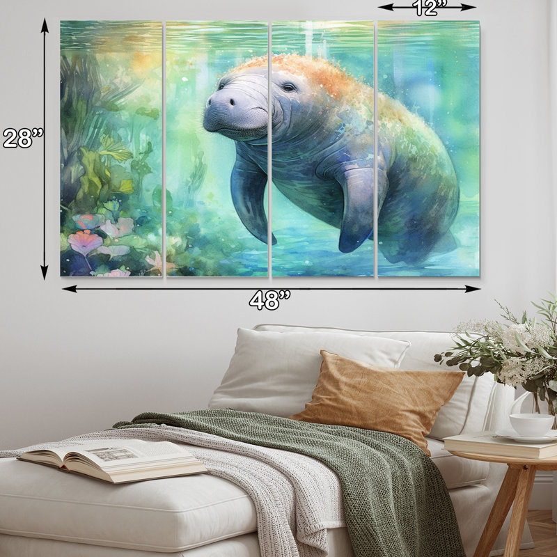 Highland Dunes Gentle Manatee II - Animals Metal Wall Art Set | Wayfair