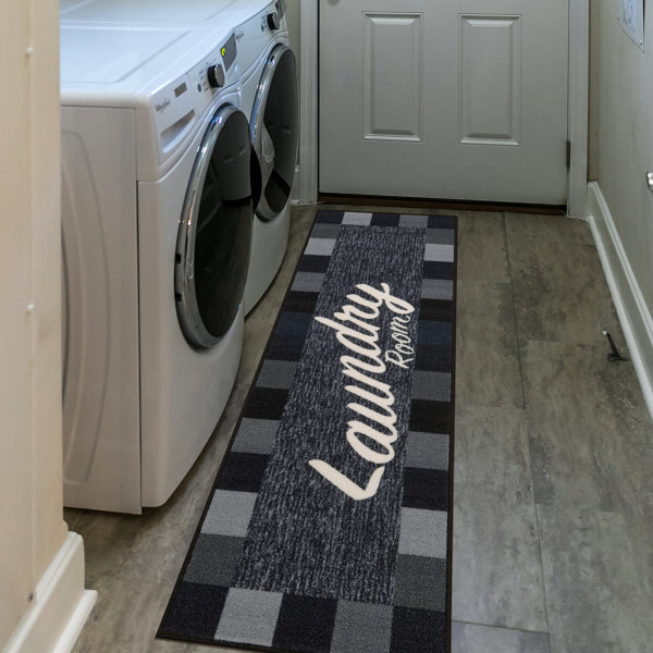 Ottomanson Machine Washable 20"x59" Laundry Room Runner Rug, Black ...
