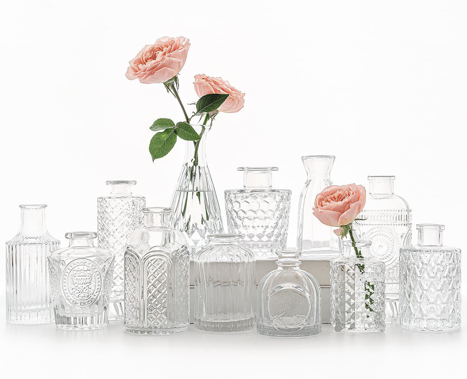 Ivy Bronx 12pcs Glass Bud Vase Set, Small Clear Flower Vases For ...