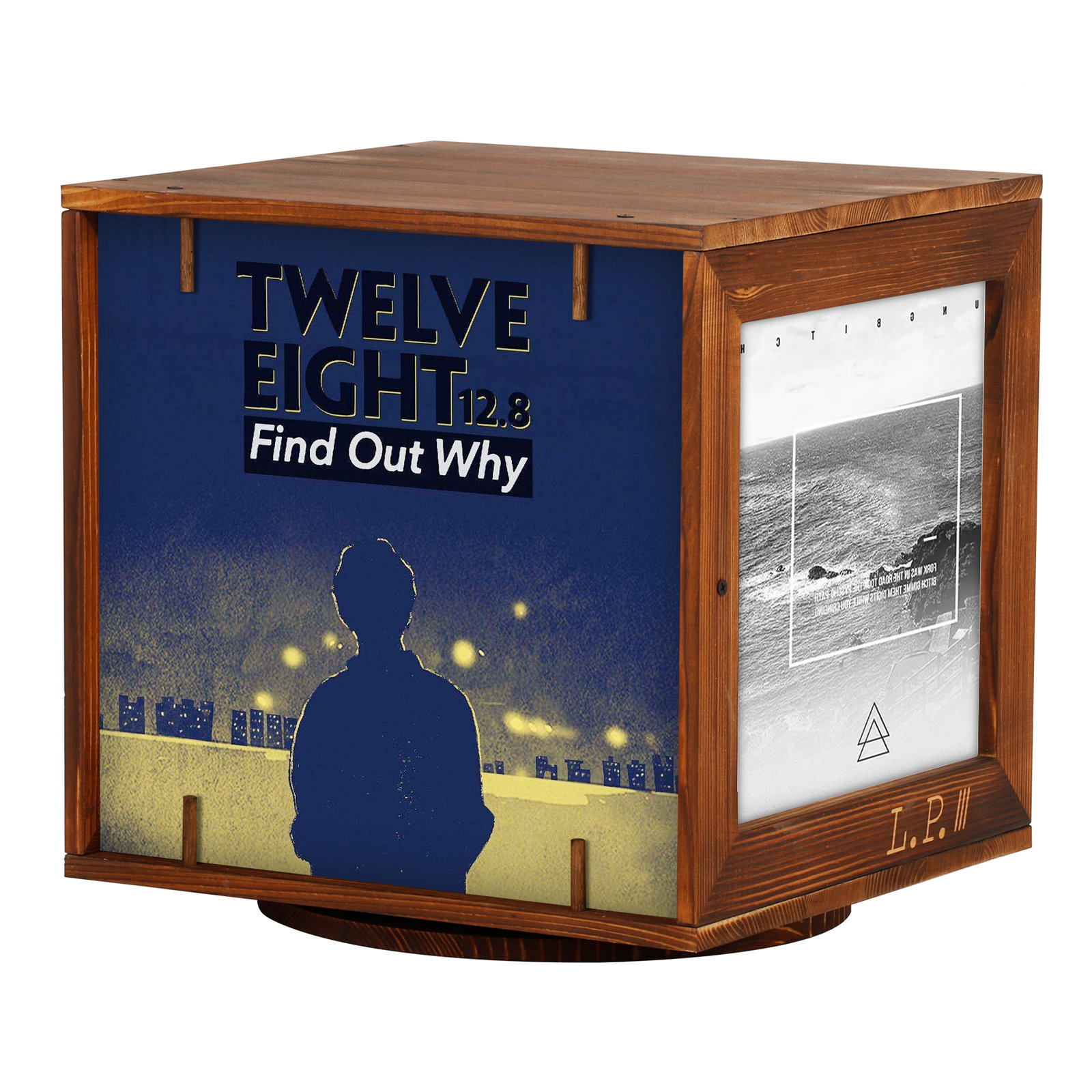 Millwood Pines 360 Rotating Lp Record Storage Cube Solid Wood Crate ...