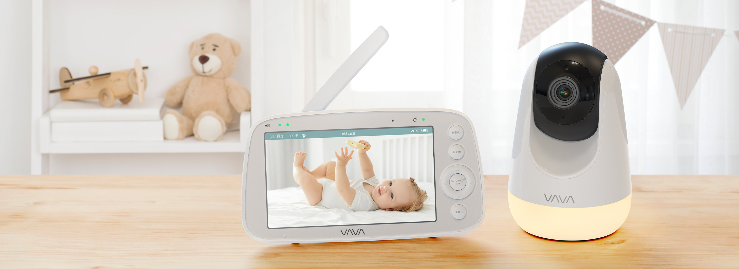 VAVA Baby Nursery Guardian 720P HD Video Monitor with Secure 2.4GHz Connection, Night Vision ...