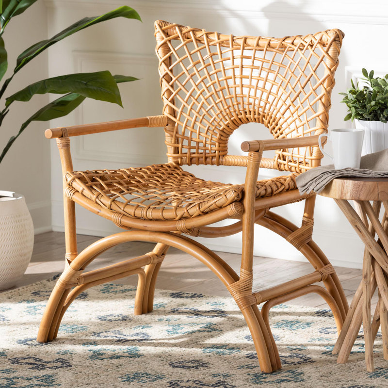 Bayou Breeze Bali & Pari Mamba Bohemian Natural Rattan Arm Chair | Wayfair