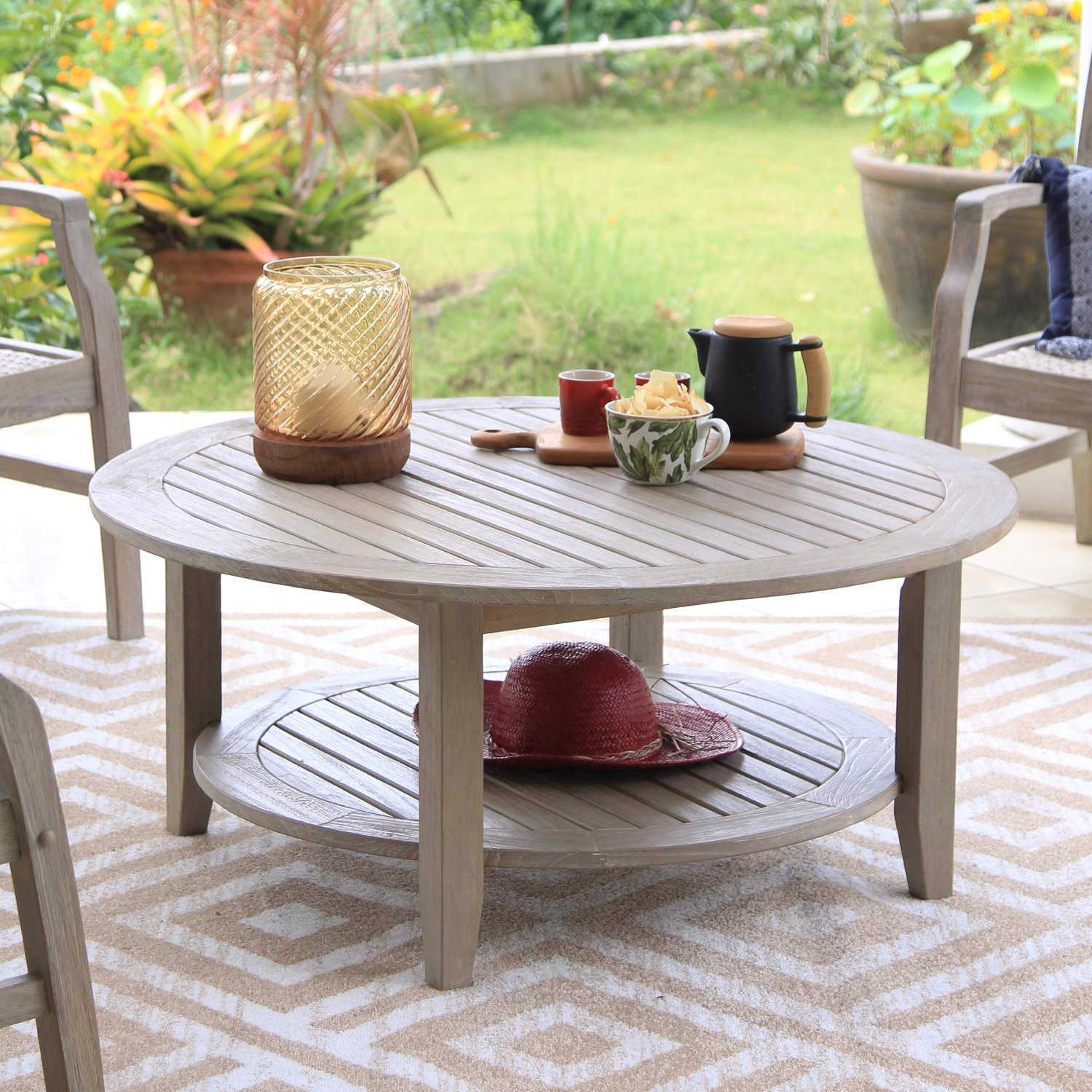 Teak round coffee table store