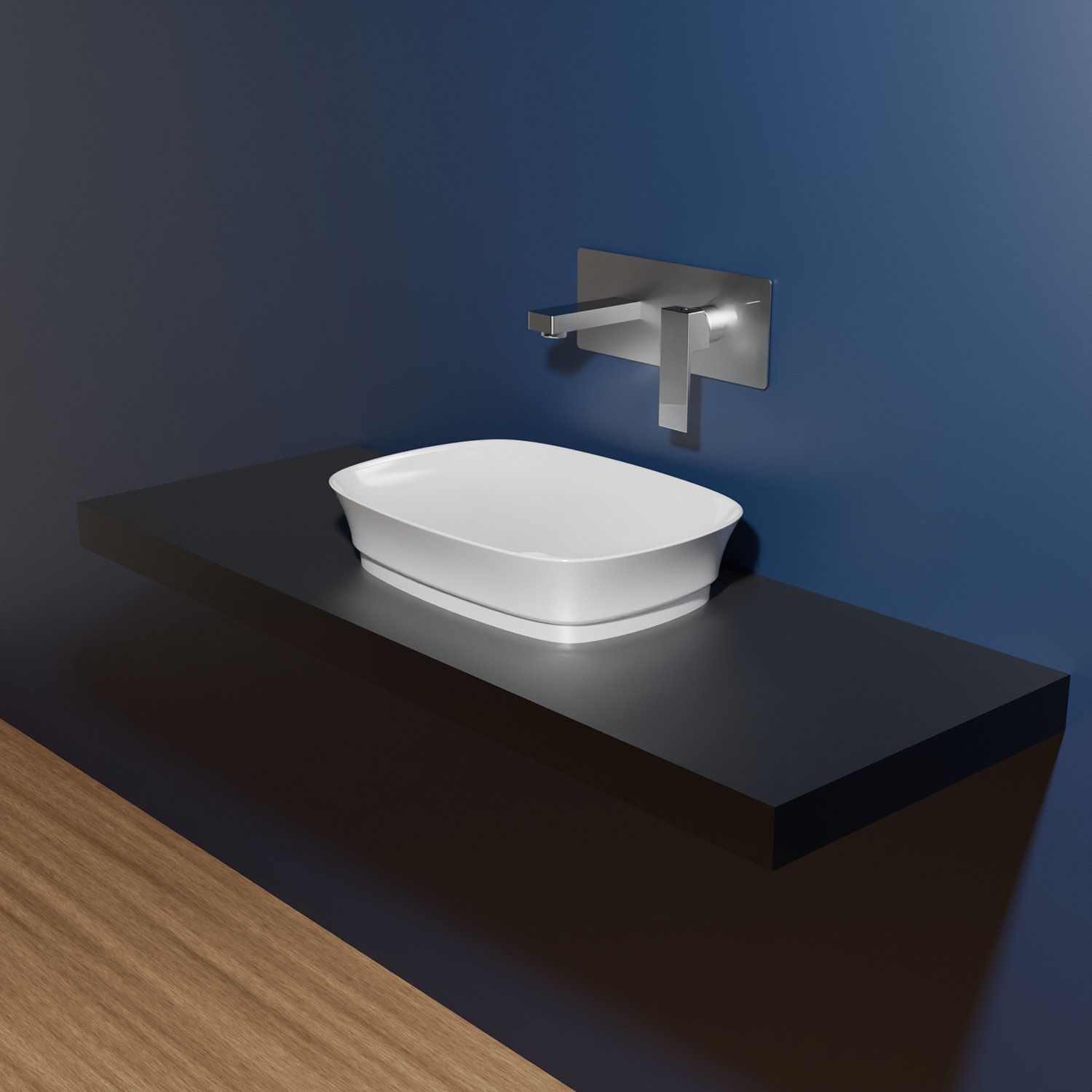 WS Bath Collections Mood 23.6" Glossy White Ceramic Rectangular Vessel ...