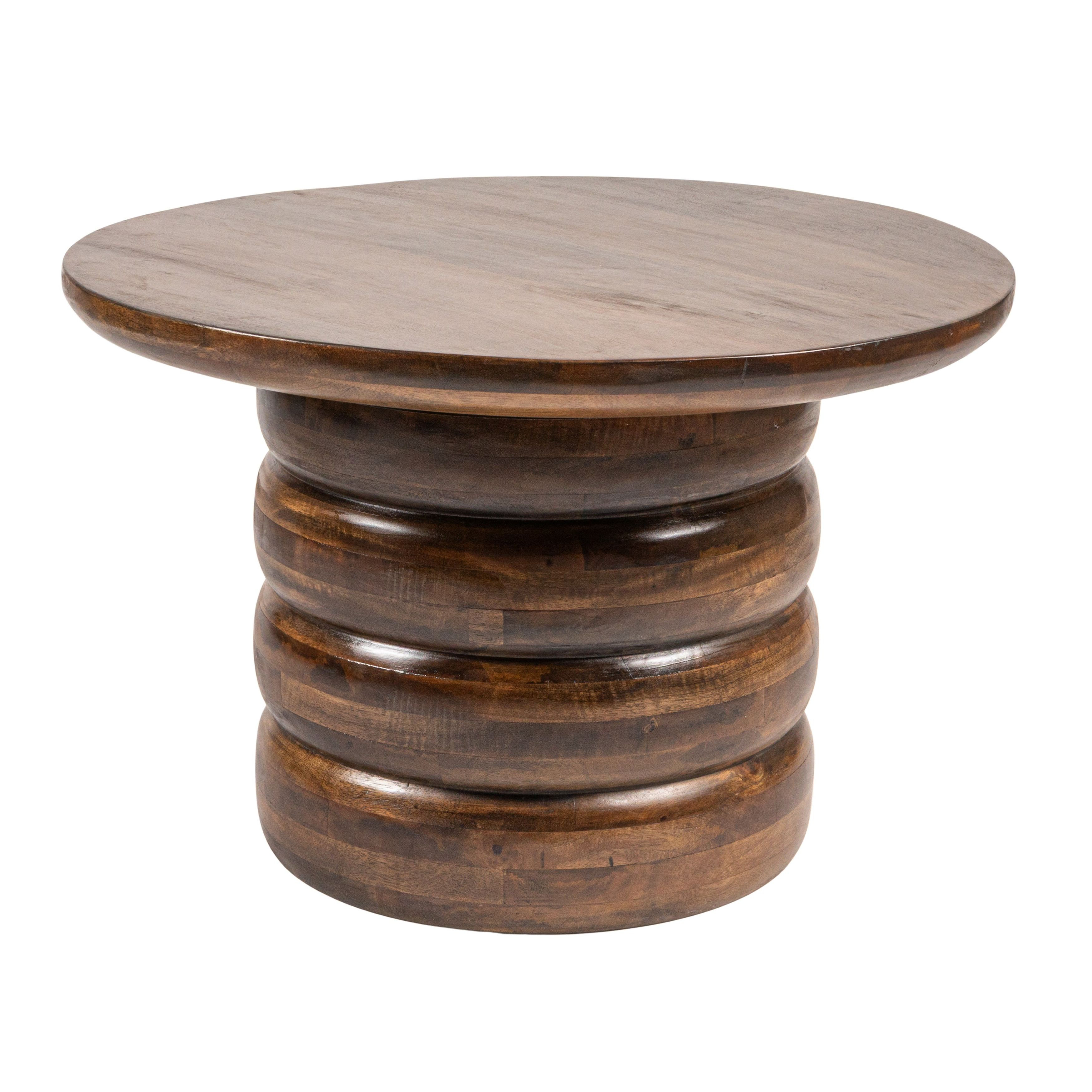 Rowena Interiors Sable Round Mango Wood Coffee Table with Ribbed Base ...