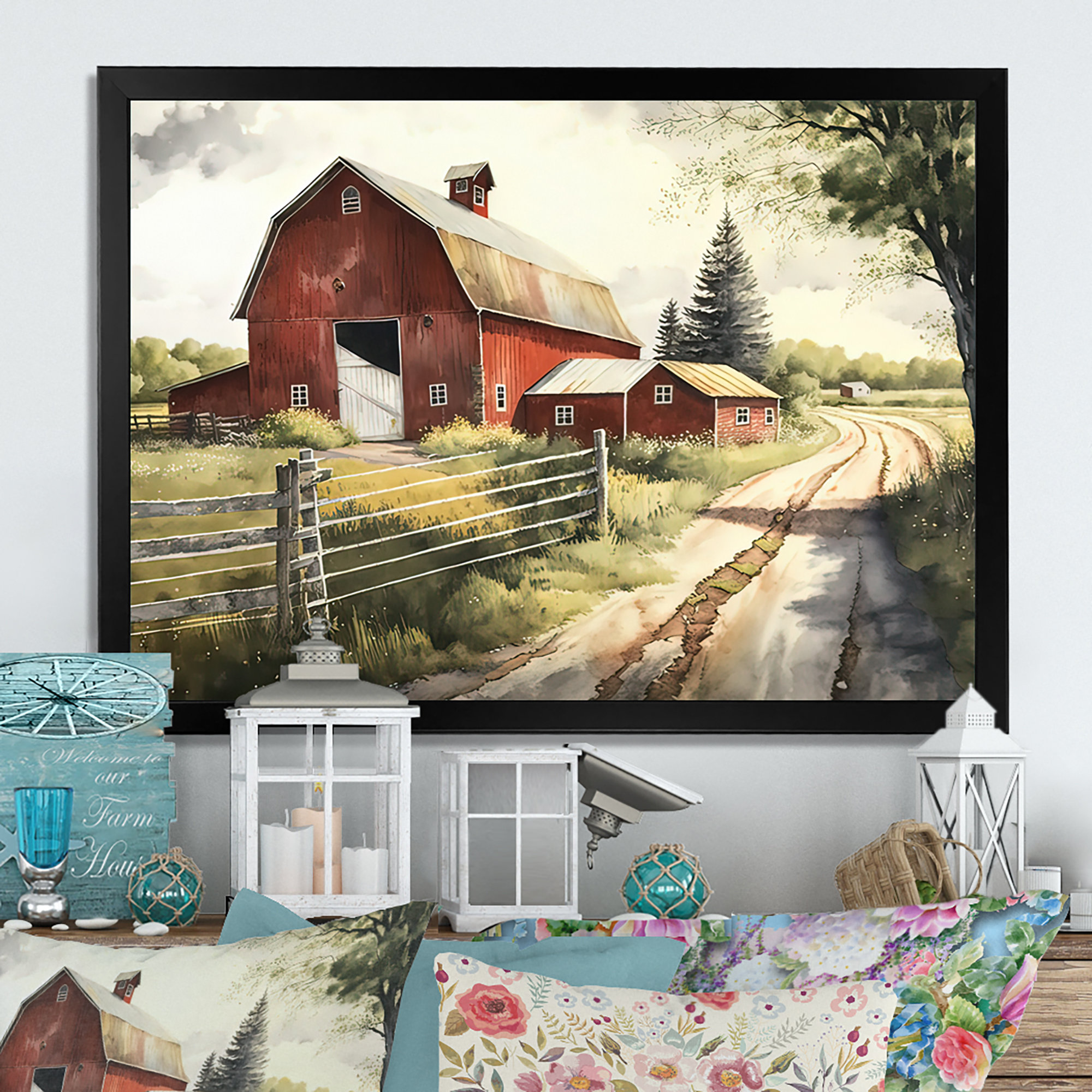 Red Barrel Studio® Picturesque Winding Path And Barn II - Farmhouse ...